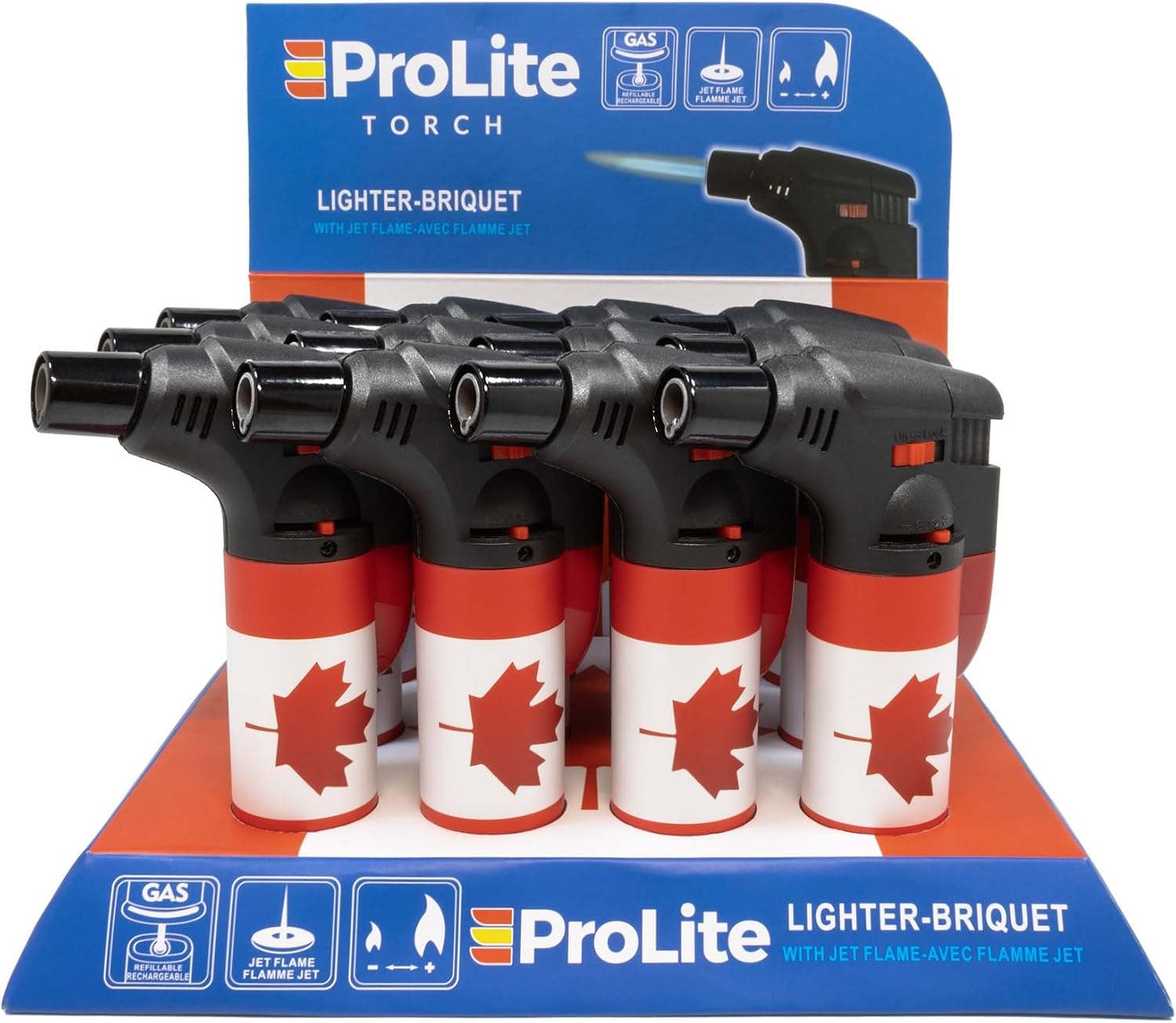 Amazon.com: Torch Lighters,12 Pack Canada Flag, Butane Refillable Jet ...