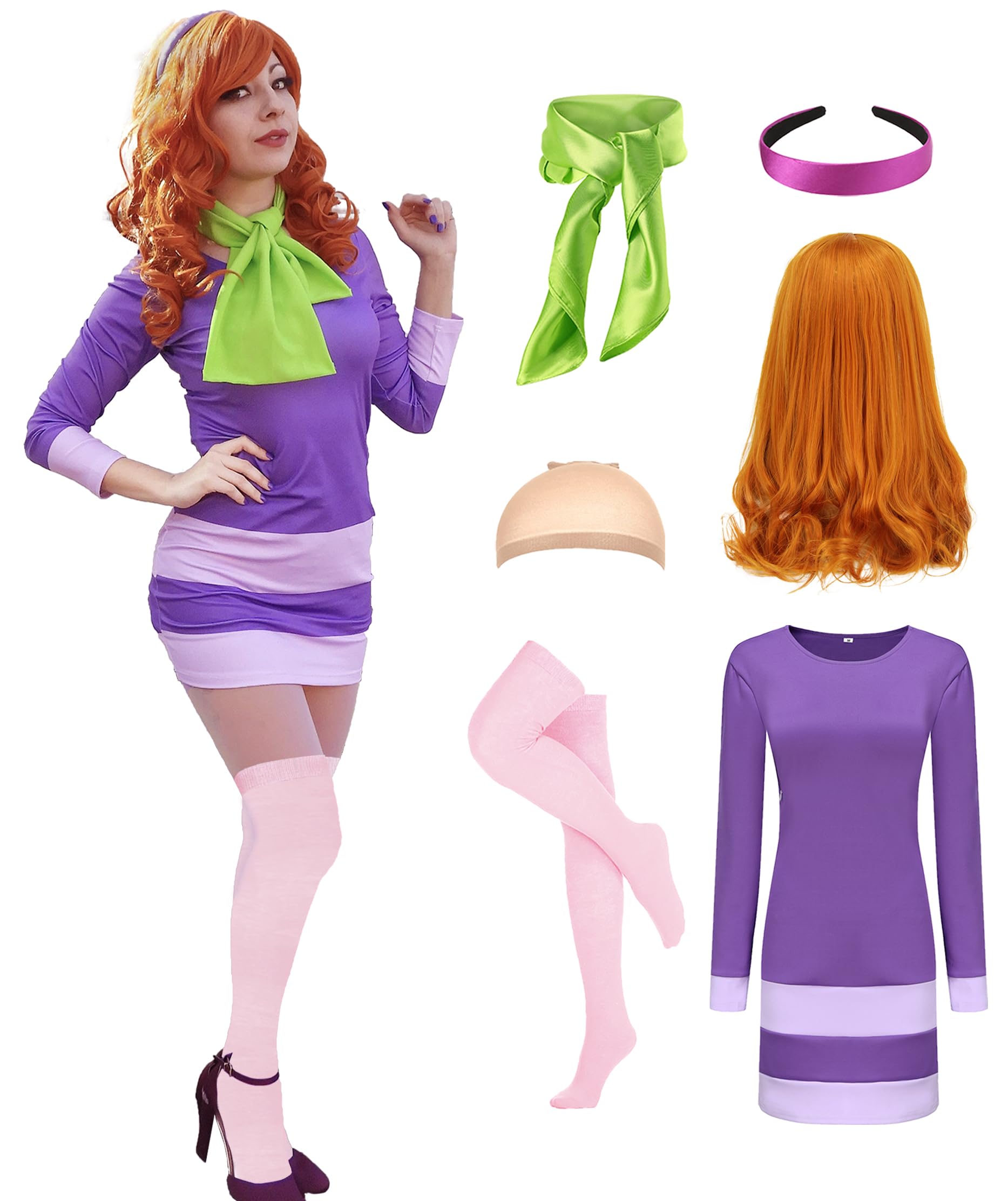 Daphne Costume Dress Women Adult Halloween Costume Deluxe Cosplay ...
