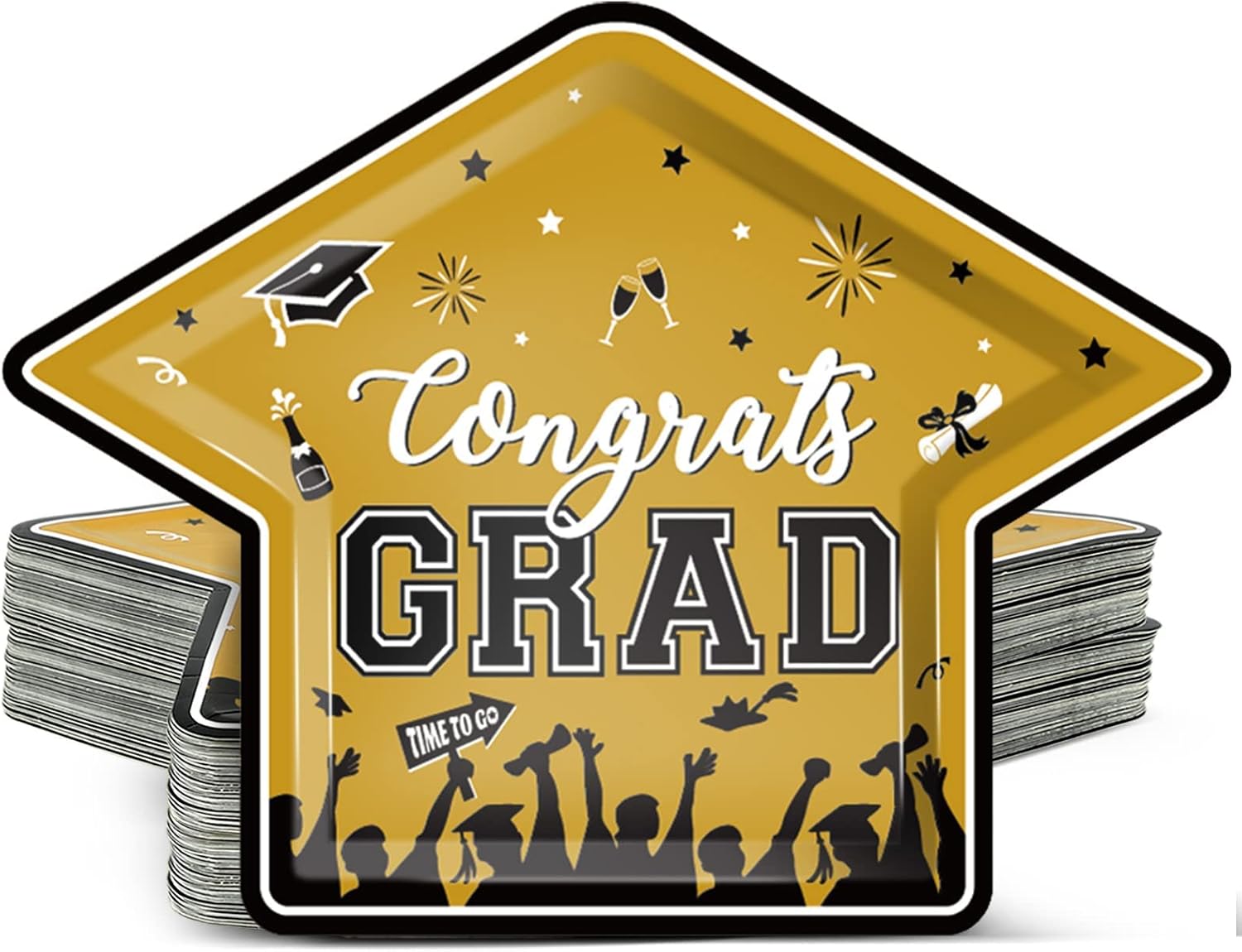 Amazon.com | 50 Graduation Plates Grad Hat Shaped Plates Congrats Grad ...