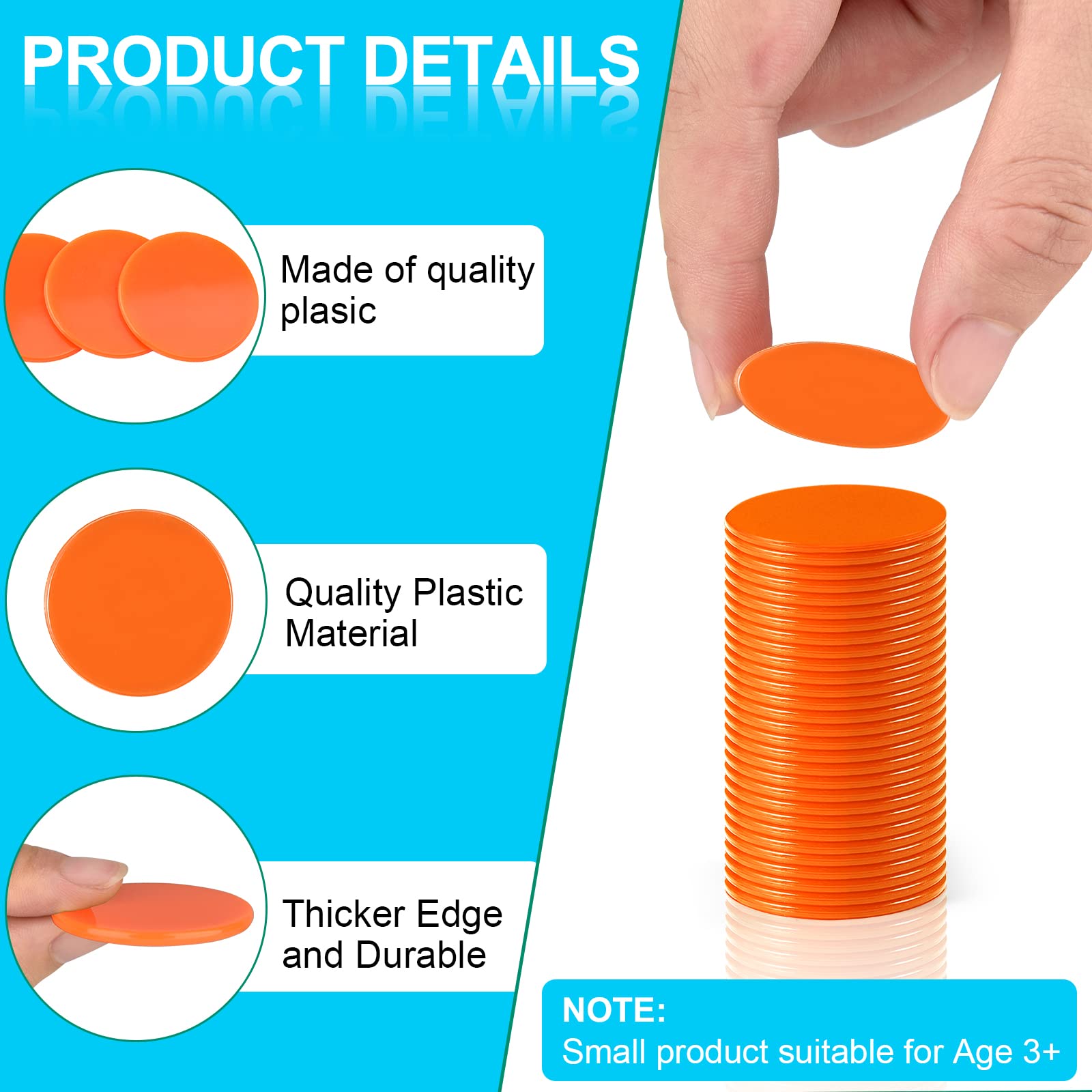 Snapklik.com : 1000 Pieces 10 Colors 1-1/5 Inch Plastic Learning ...
