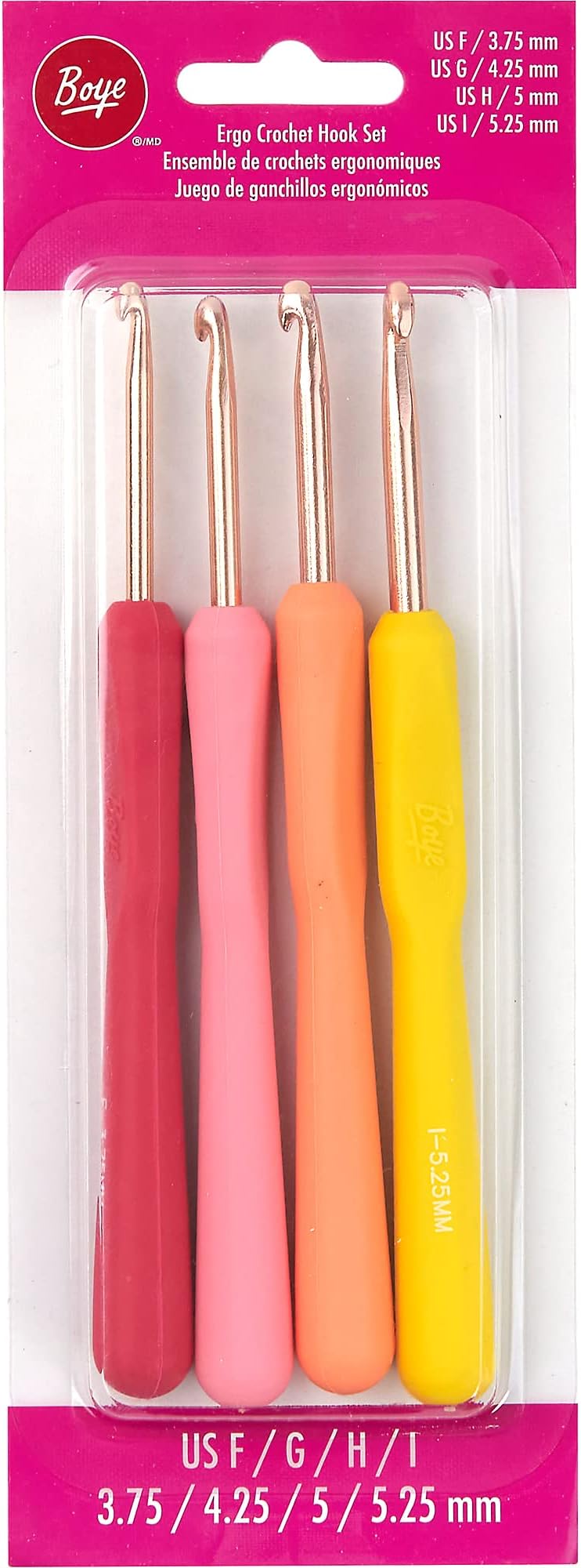 Amazon.com: Boye 3396270001 Ergonomic Crochet Hook Set