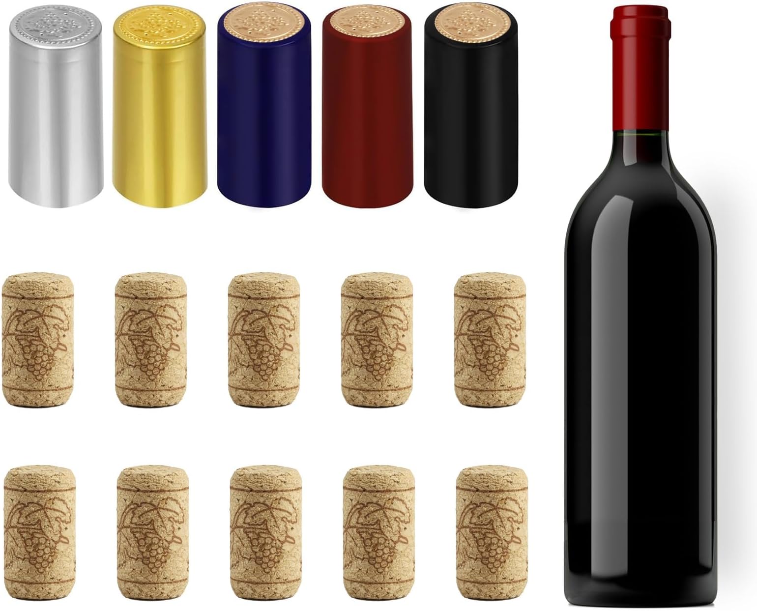Amazon.com: 150 Packs Wine Bottle Cork Tops Stoppers and PVC Heat ...