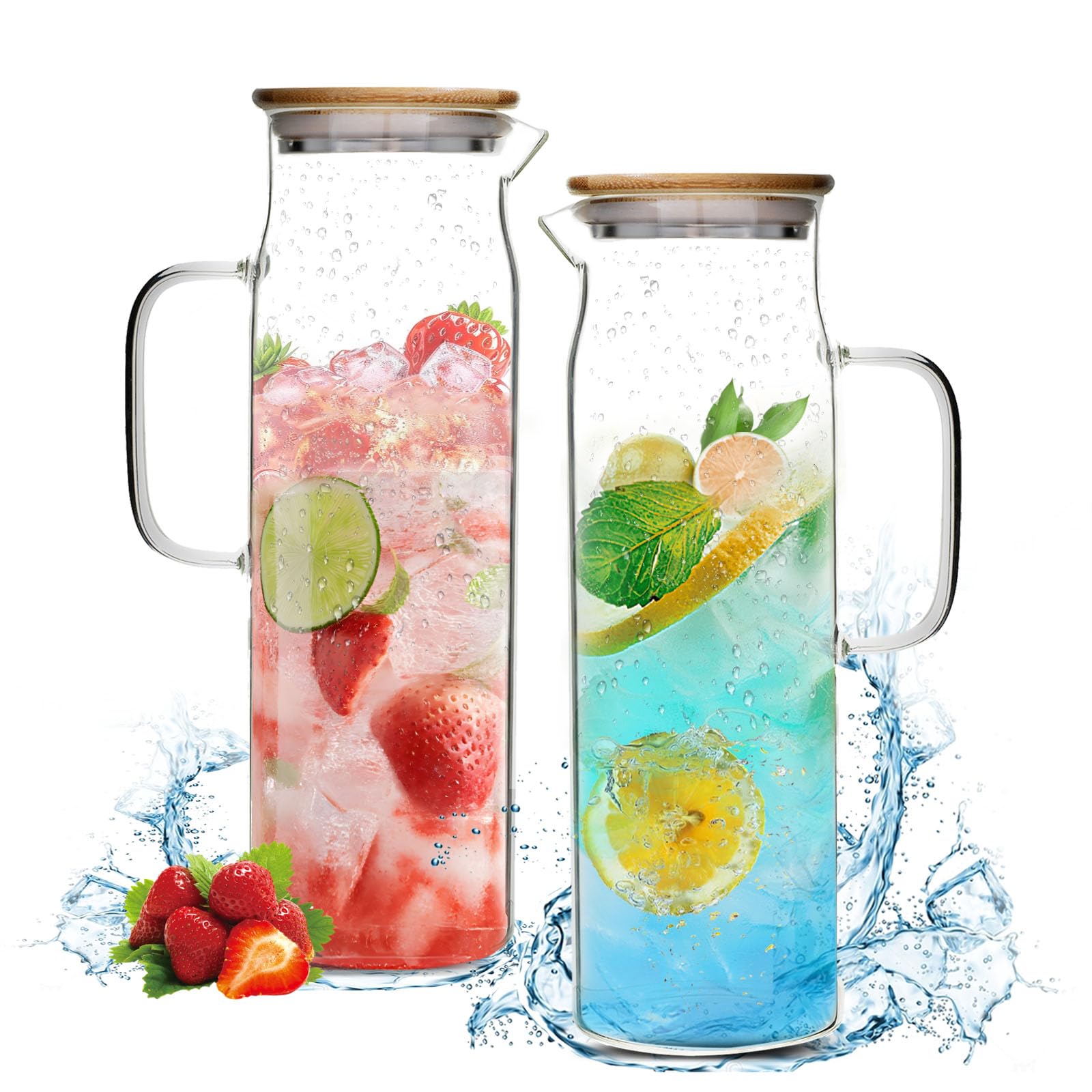 Glass Water Container For Fridge Walmart 1.1L Glass Fridge Picnic Water ...