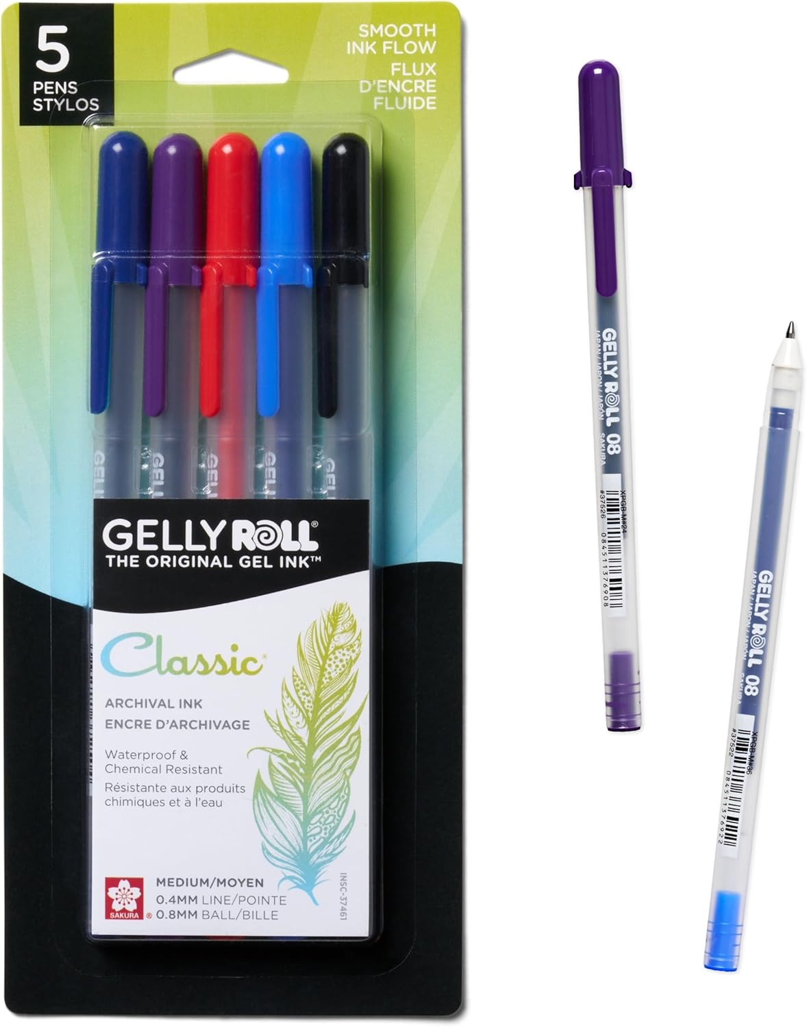 Amazon.com: SAKURA Gelly Roll Classic, Medium Pt, 5 Colors, 5 Count