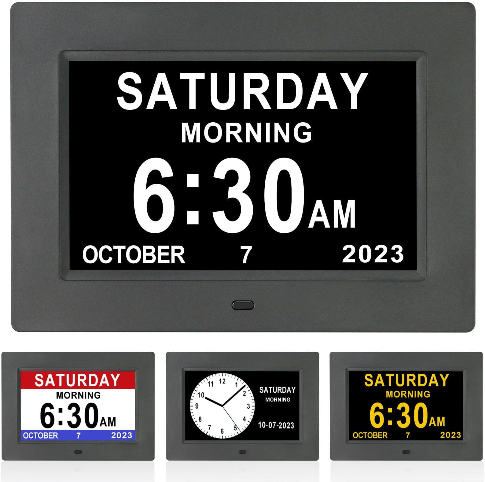 Amazon.com: Clock with Day and Date for Elderly -3 Colors Display 12 ...