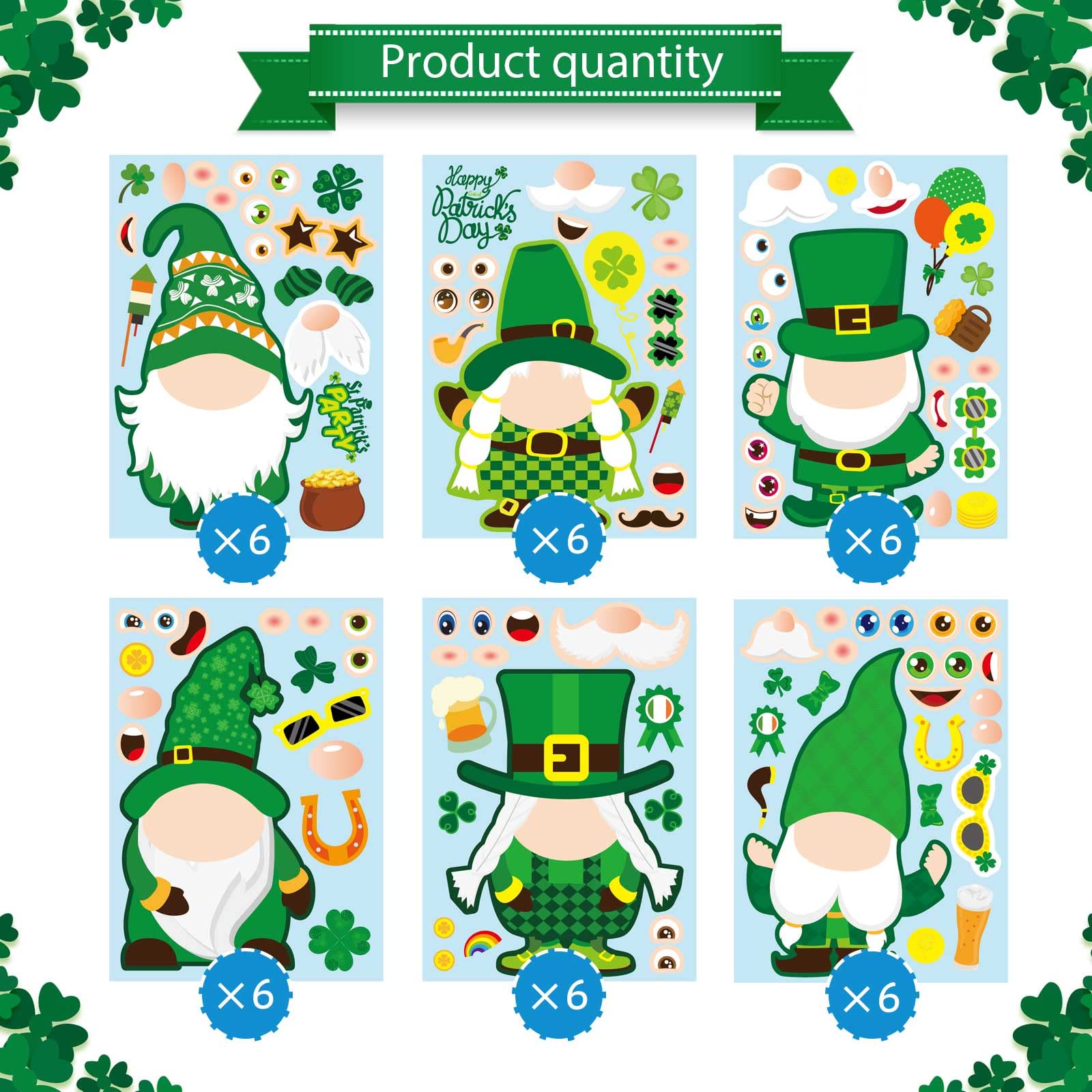 St. Patrick's Day Party Favors 24 St. Patrick’s Day Face Stickers - Fun ...