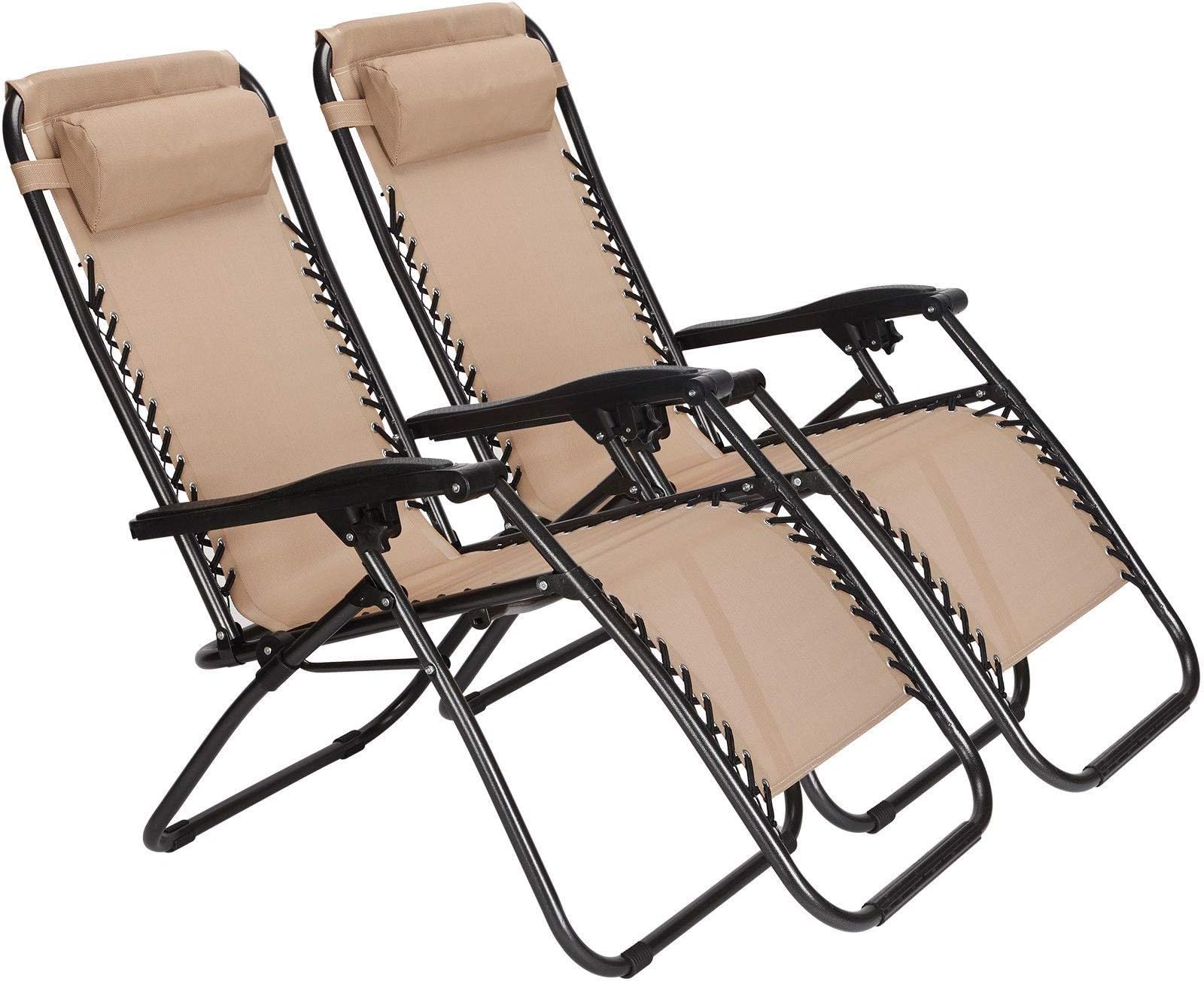 Amazon.com : 2Pcs Folding Chaise Lounge Chair Reclining Adjustable Pool ...