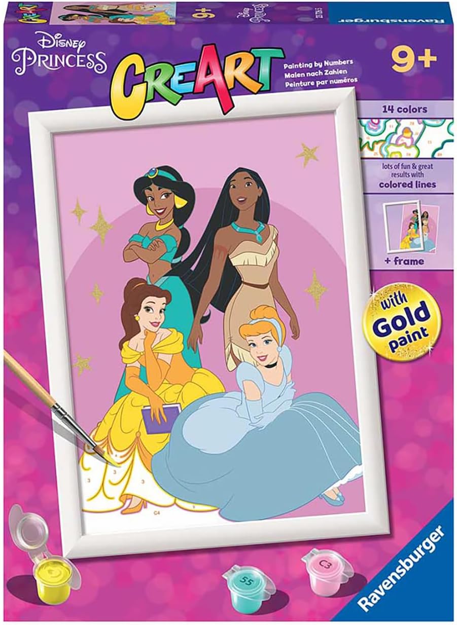 Amazon.com: Ravensburger CreArt Disney Princess Paint by Numbers Kits ...