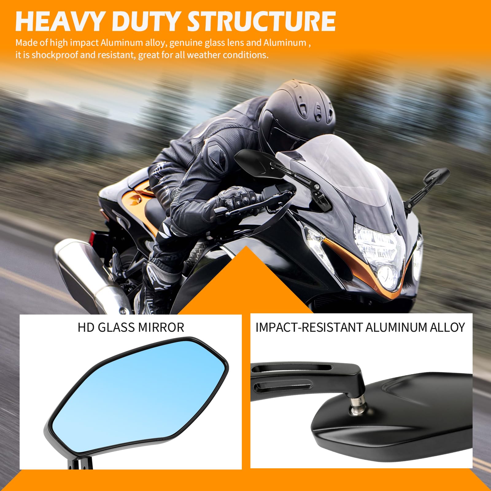 Bike Rear View Mirror Racing Motorcycle Mirrors With Double Adjustment ...