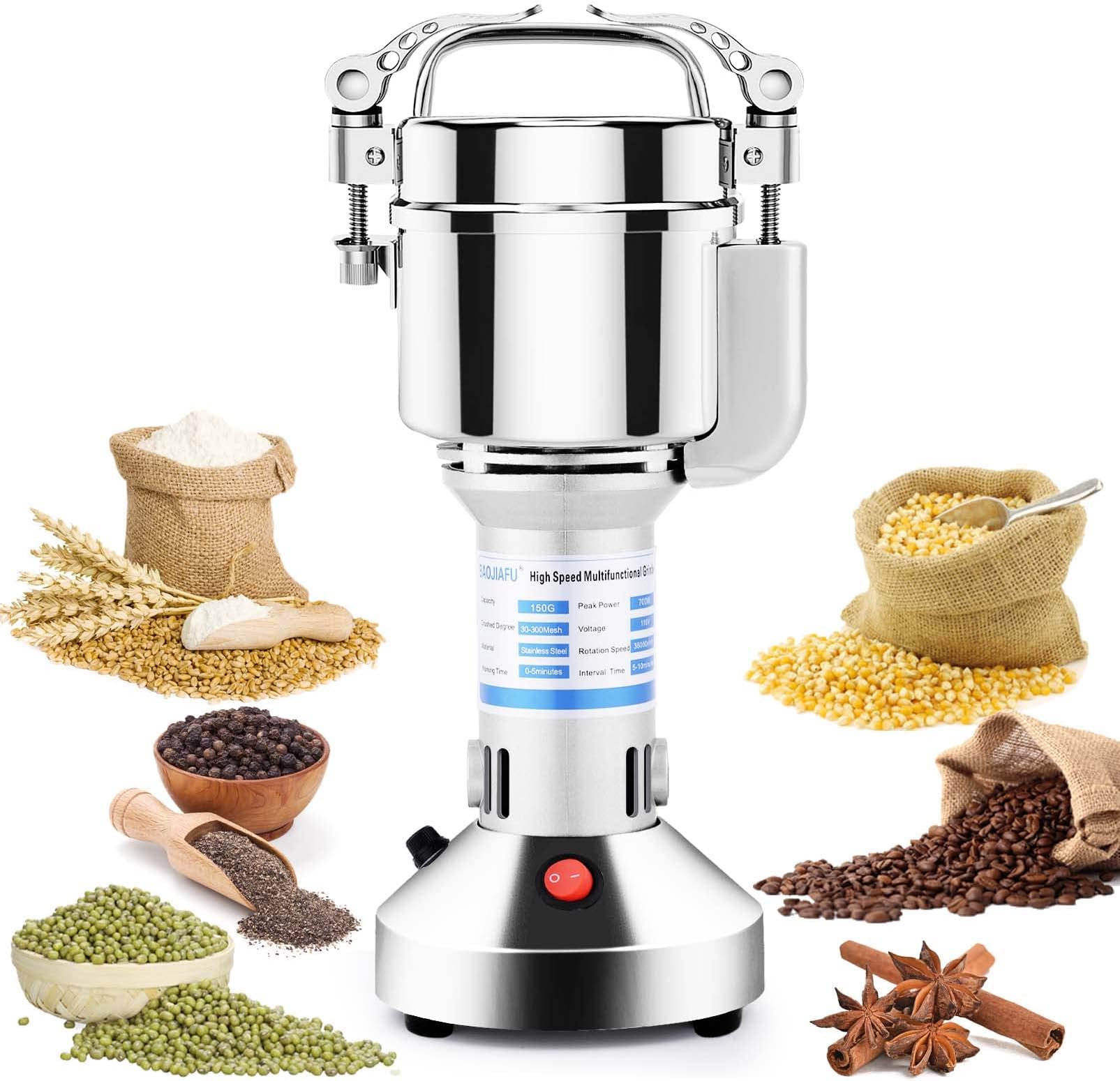 Amazon.com: BAOJIAFU Electric Grain Mill Grinder 150g High-speed Grain ...