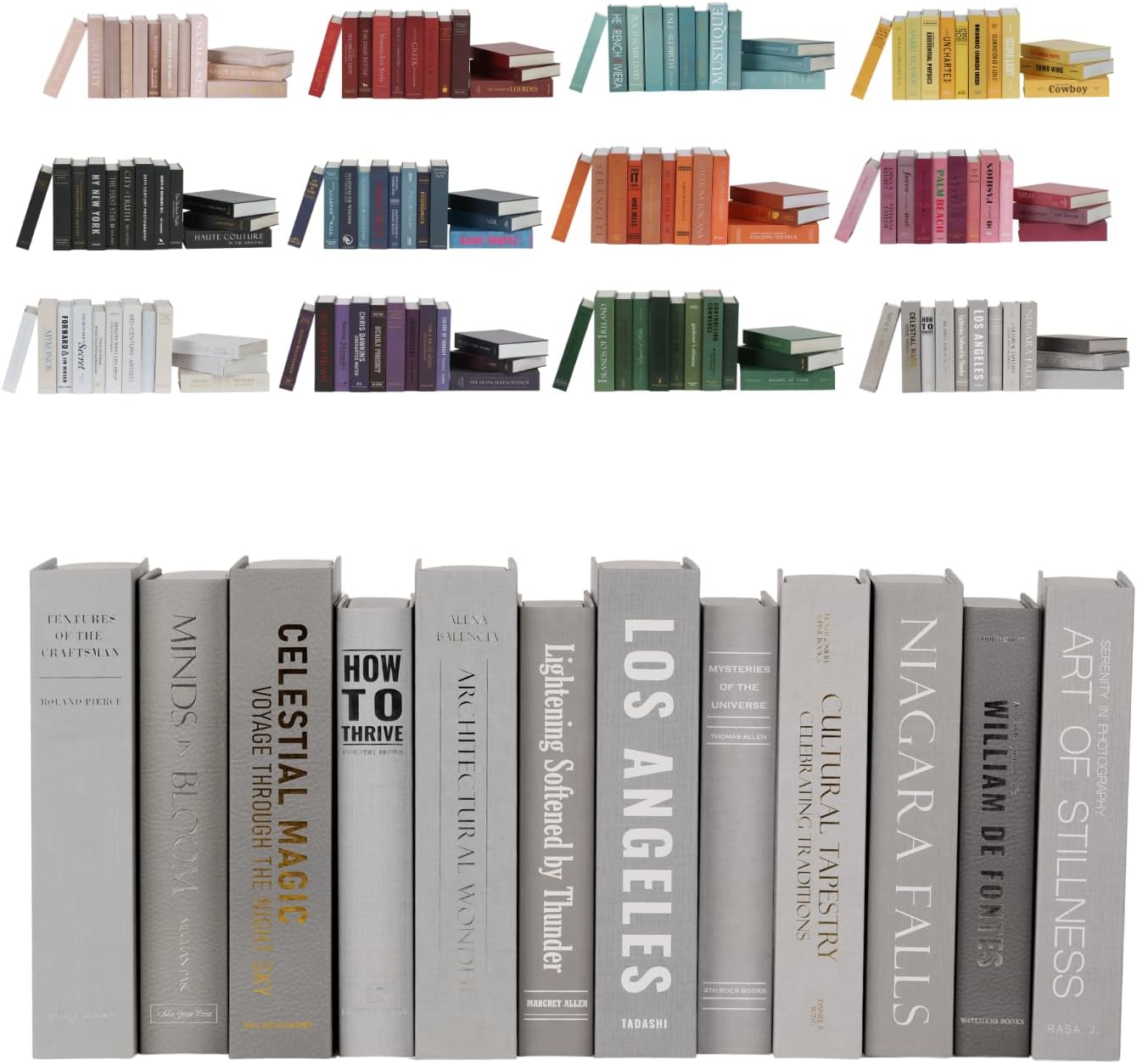 Amazon.com: colorbloc 12 Decorative Faux Books, Grey Coffee Table Books ...