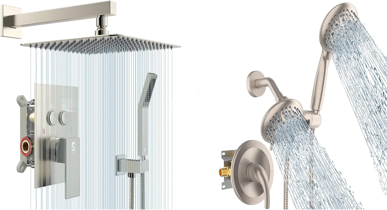Shower System with Push Button Diverter and Shower System with Handheld ...