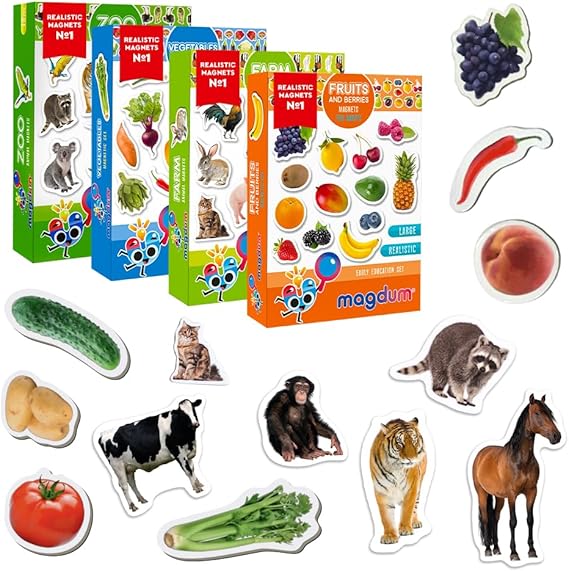 Amazon.com: Fridge Magnets for Toddlers - Magdum - 85 SET ZOO+FARM ...