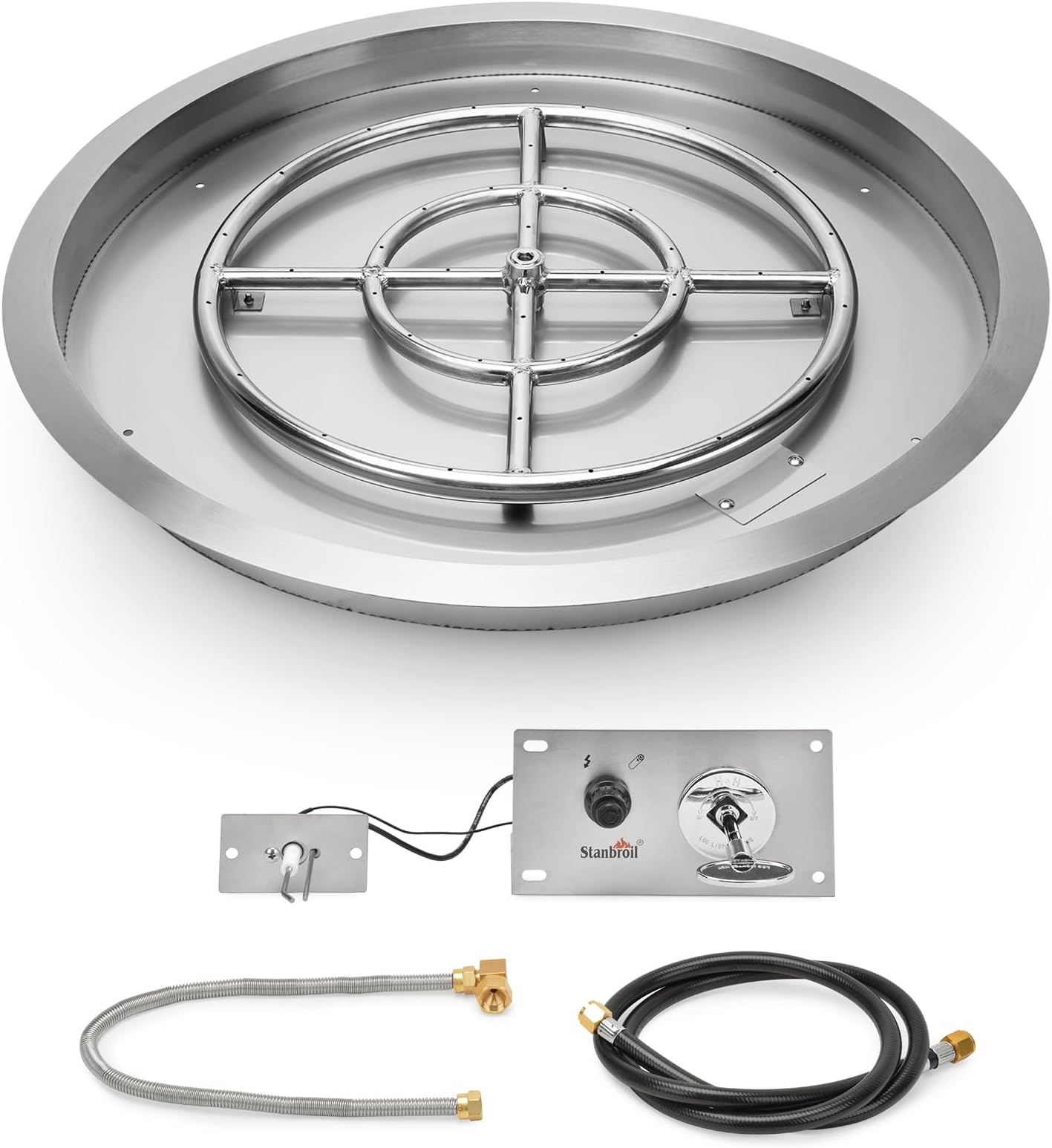 Amazon.com: BBQMANN 19" Round Drop-in Fire Pit Pan with Stainless Steel ...