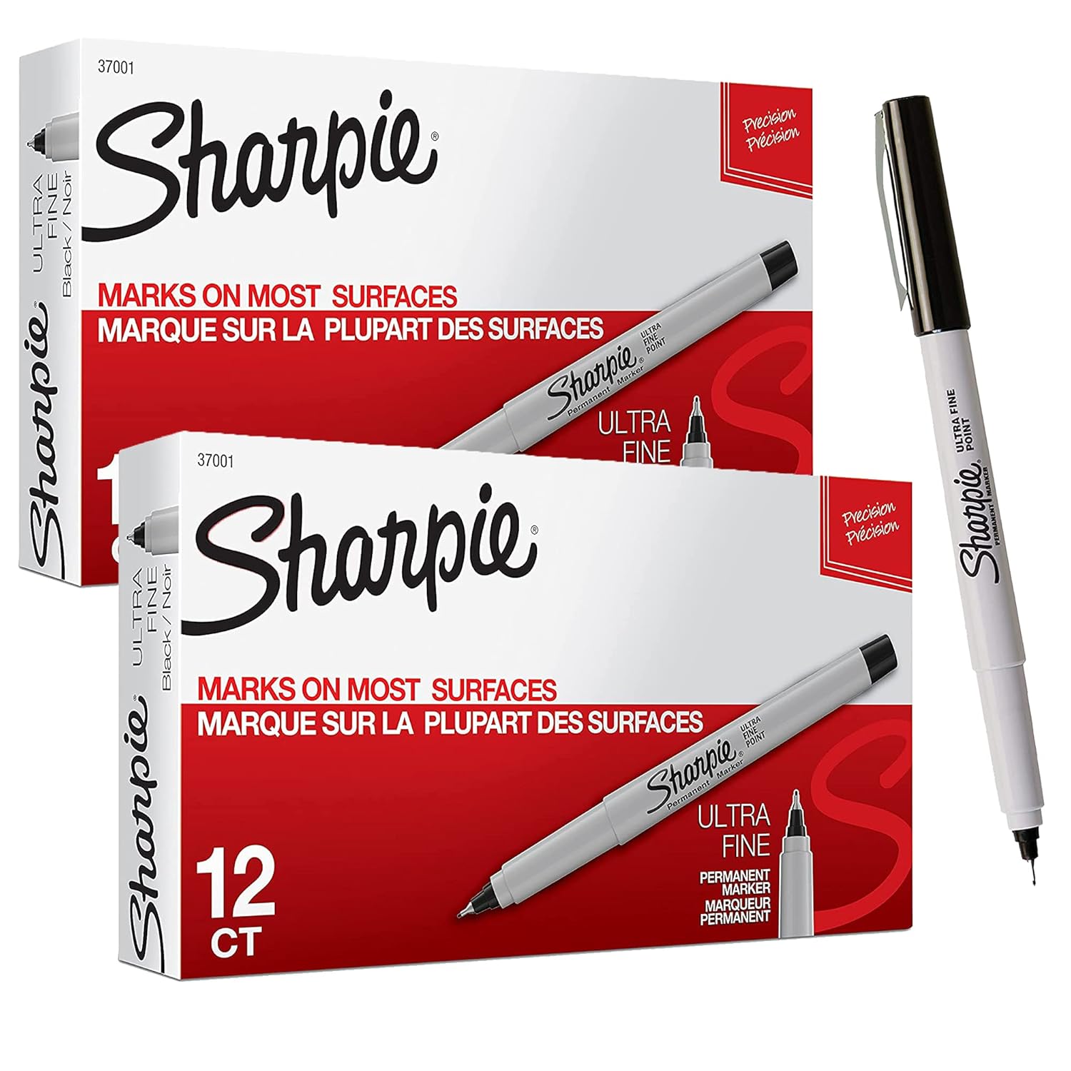 Sharpie 37001 Permanent Markers, Ultra Fine Point, Black Color, 2 Sets ...