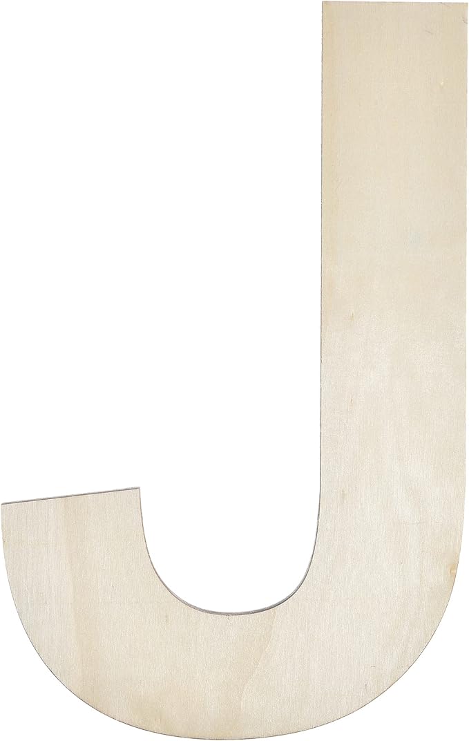 Amazon.com: 12 Inch Wooden Letter J, 1/4 Inch Thick Large Unfinished ...