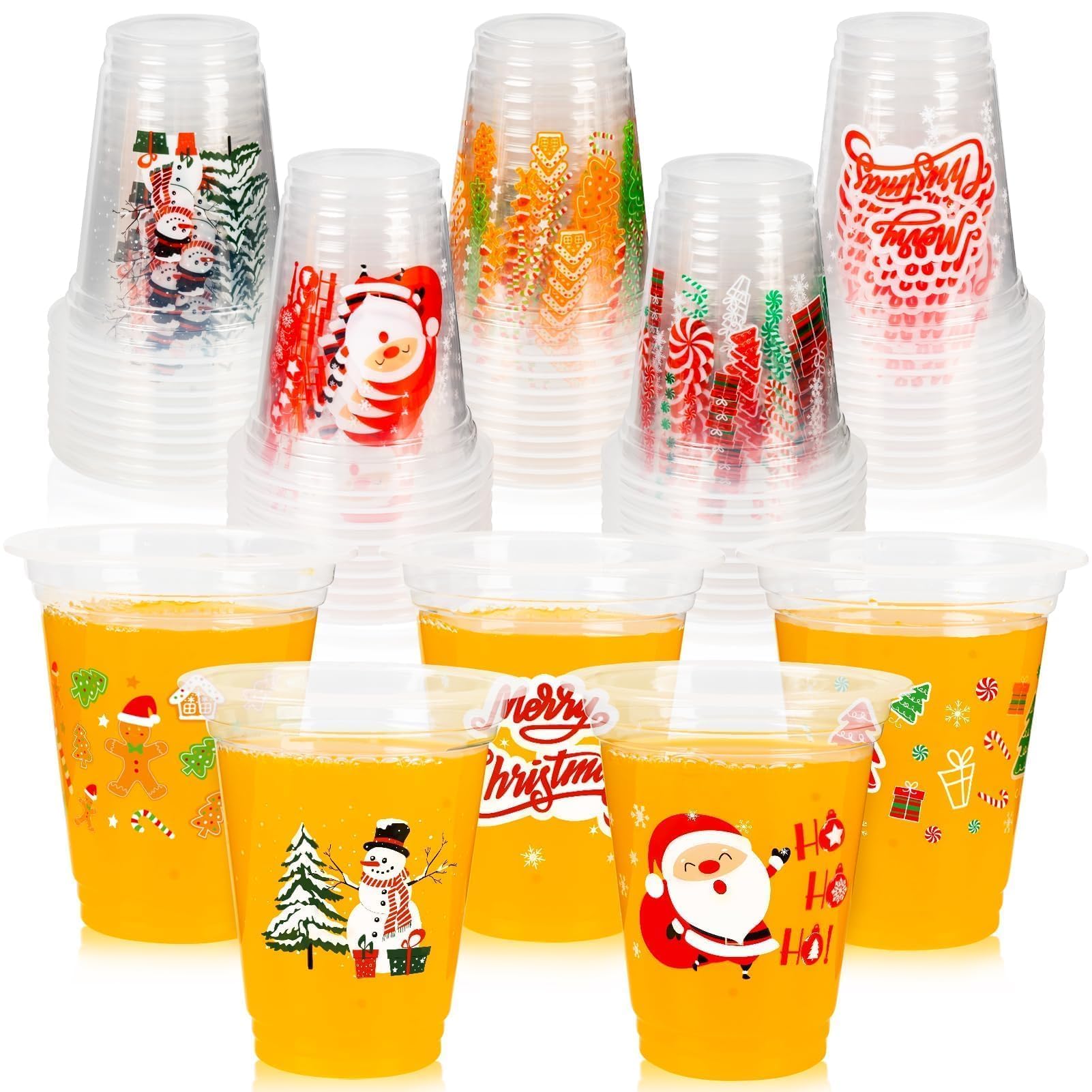 Amazon.com: GuassLee Christmas Disposable Cups - 50 Pack 12 OZ Clear ...
