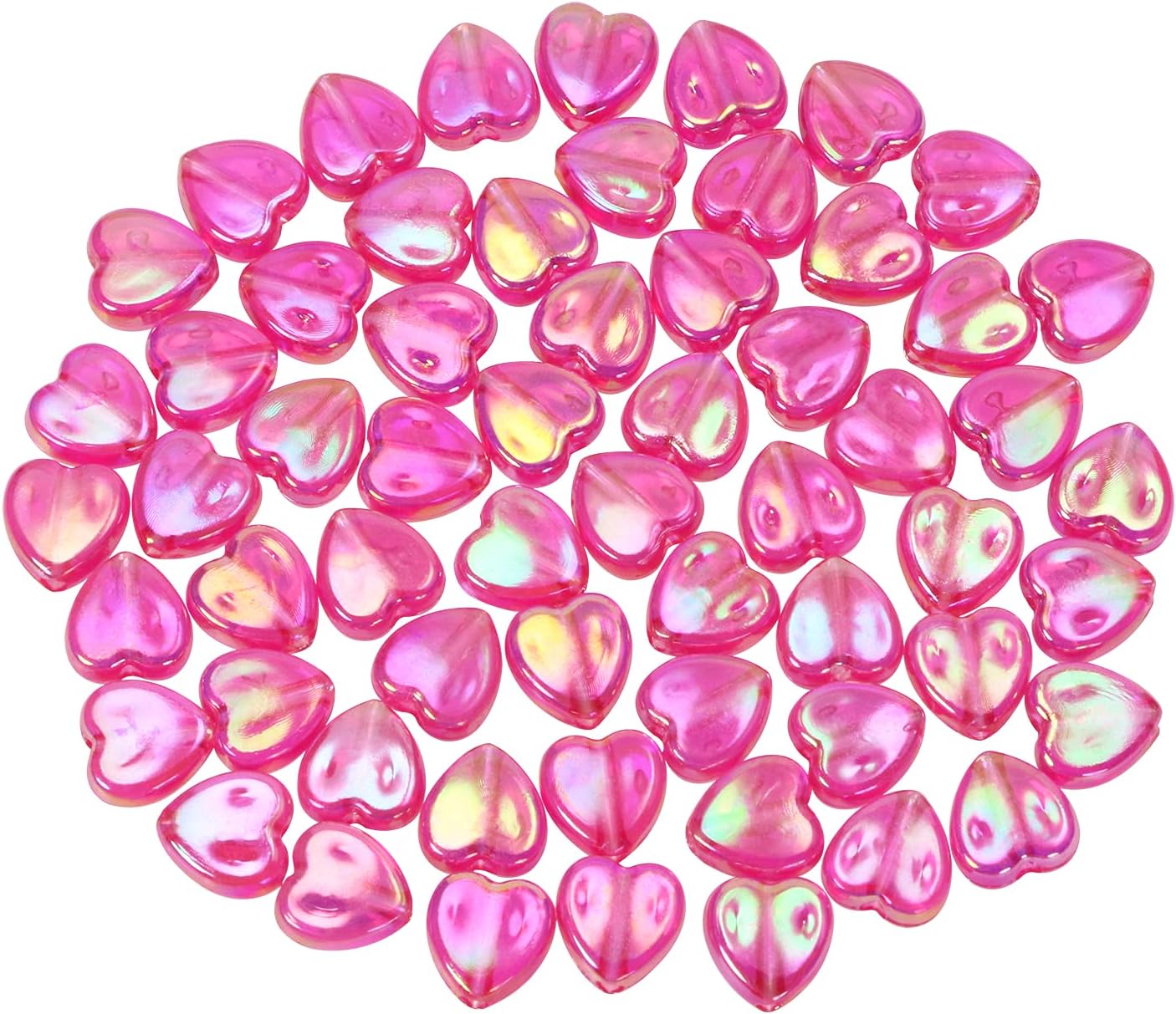Amazon.com: Tupalizy 100PCS Mini Acrylic Heart Beads 9mm AB Color Heart ...