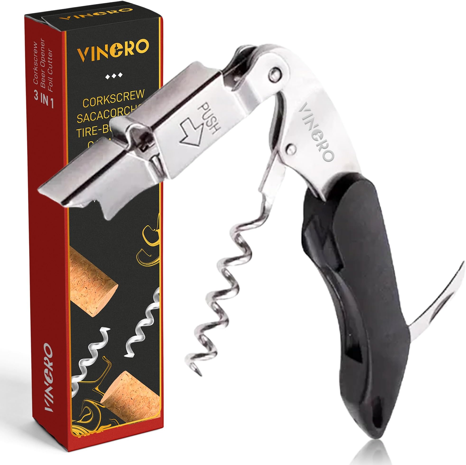 Amazon.com: VINORO Professional Waiters Corkscrew Wine Bottle Opener ...
