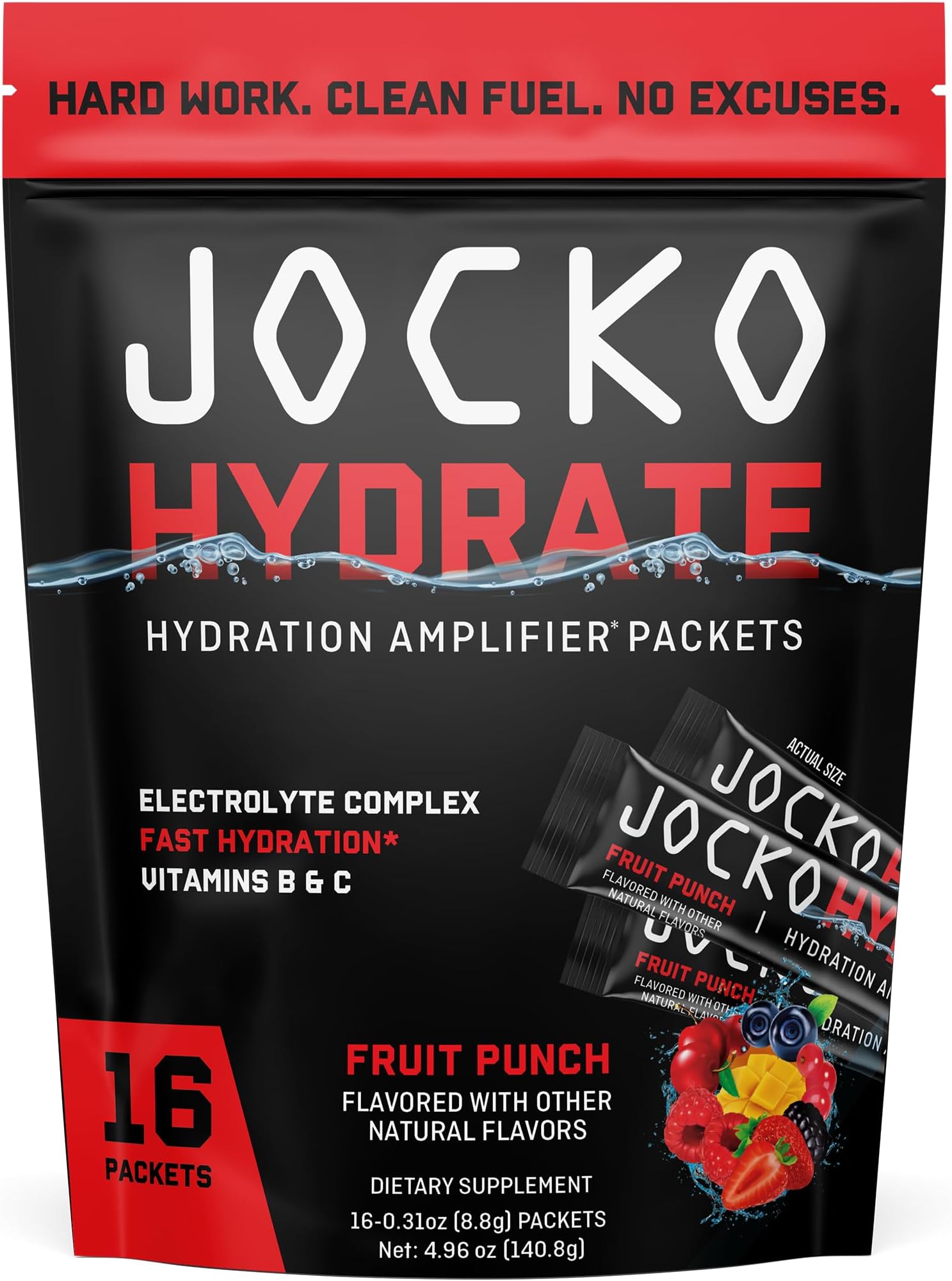 Amazon.com: Jocko Fuel Hydrate Electrolytes Powder Packets Low Sugar ...