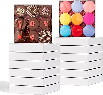 Amazon.com: JCXPACK 50 PCS Clear White 6" x 6" x 1" Cookie Boxes with ...