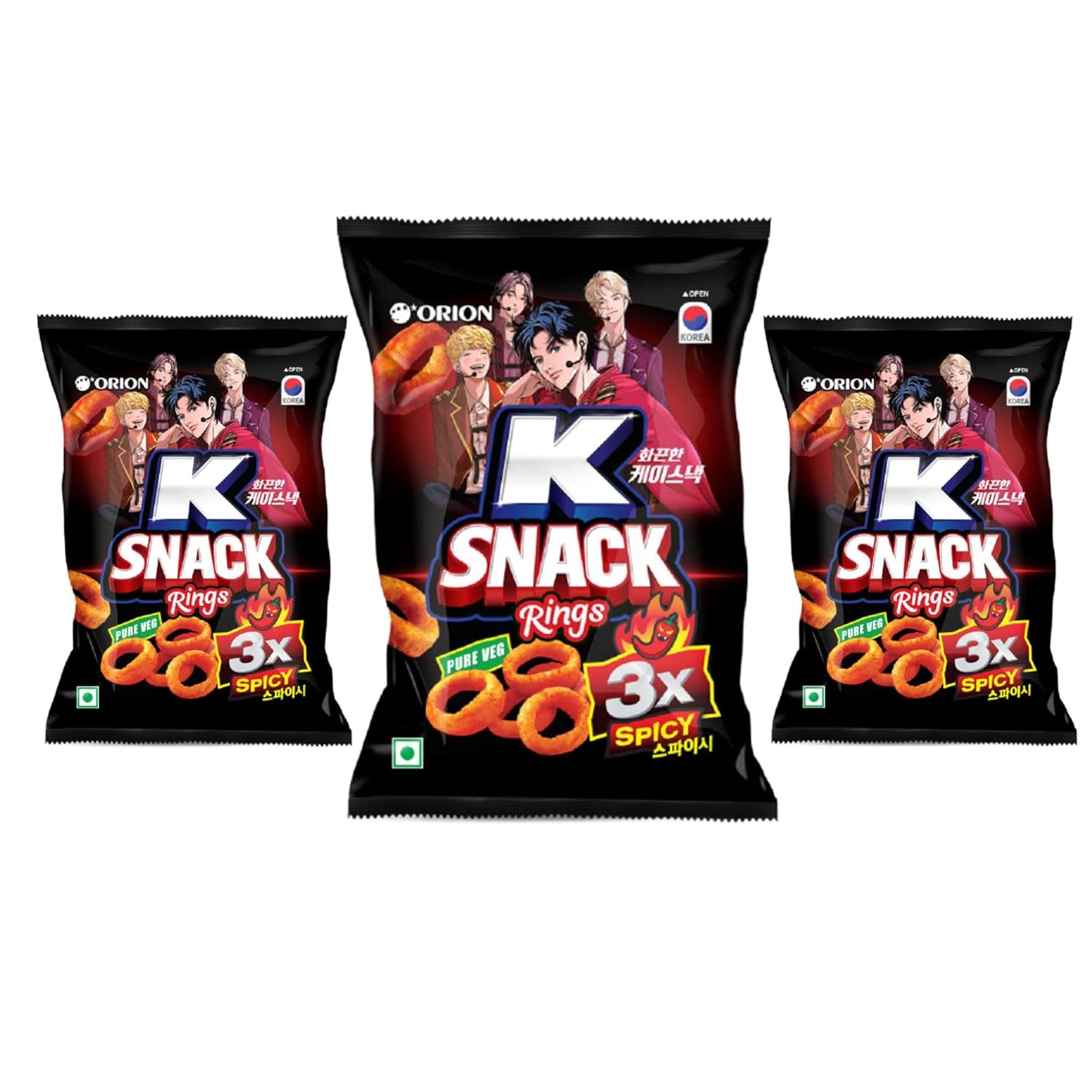 Orion K Snacks Korean Chips 3x Spicy Rings - Pack of 3 (70gx3) : Amazon ...