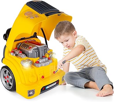 Amazon.com: Car Engine Toy for Kids - Play School Bus Motor Mechanic ...
