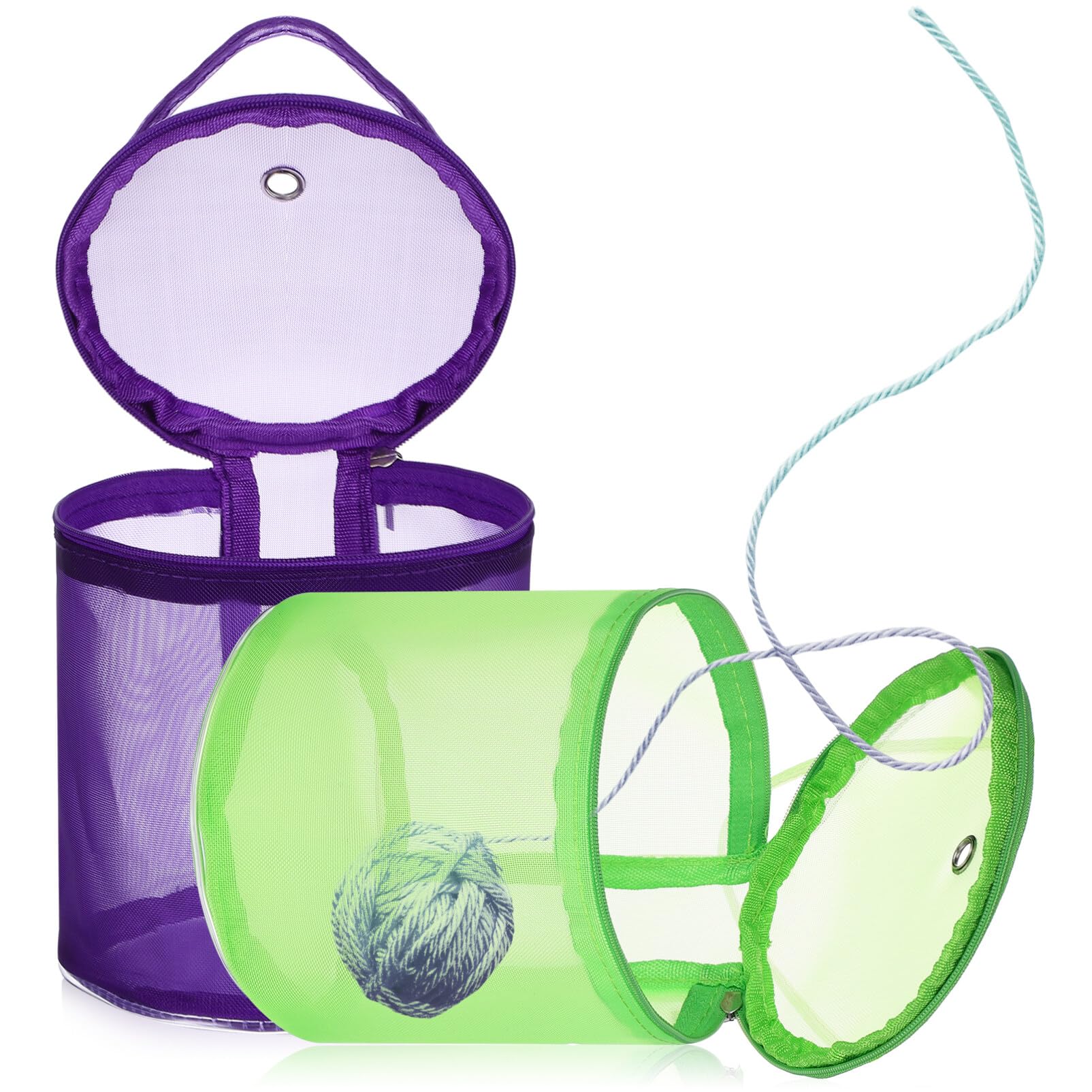 Amazon.com: Ciieeo 2 Pcs Yarn Storage Bag Mesh Knitting Bag Portable ...