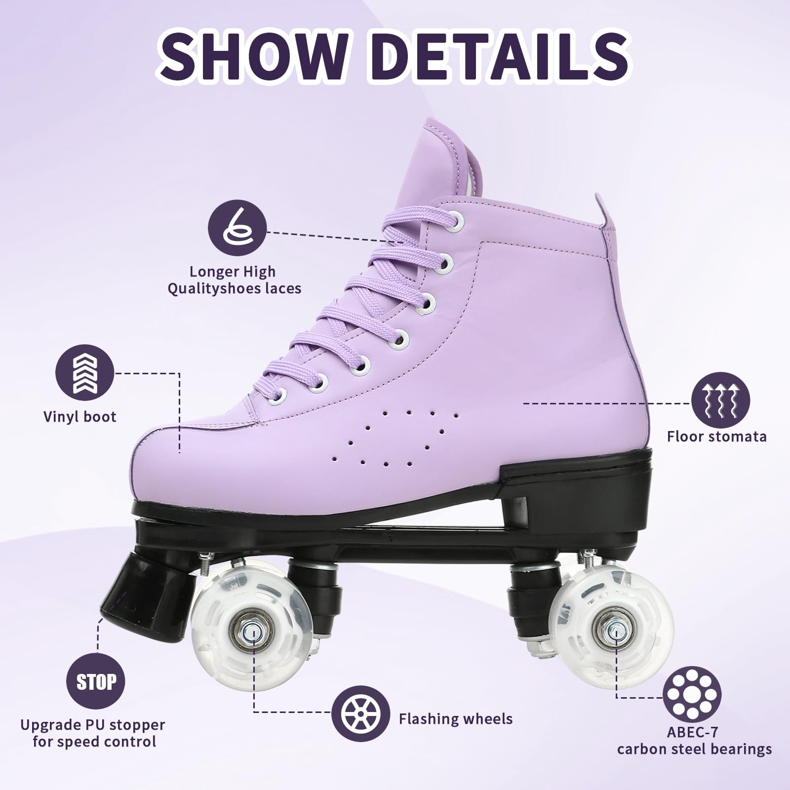 Snapklik.com : Womens Roller Skates Light Up Wheels, Adjustable Double ...