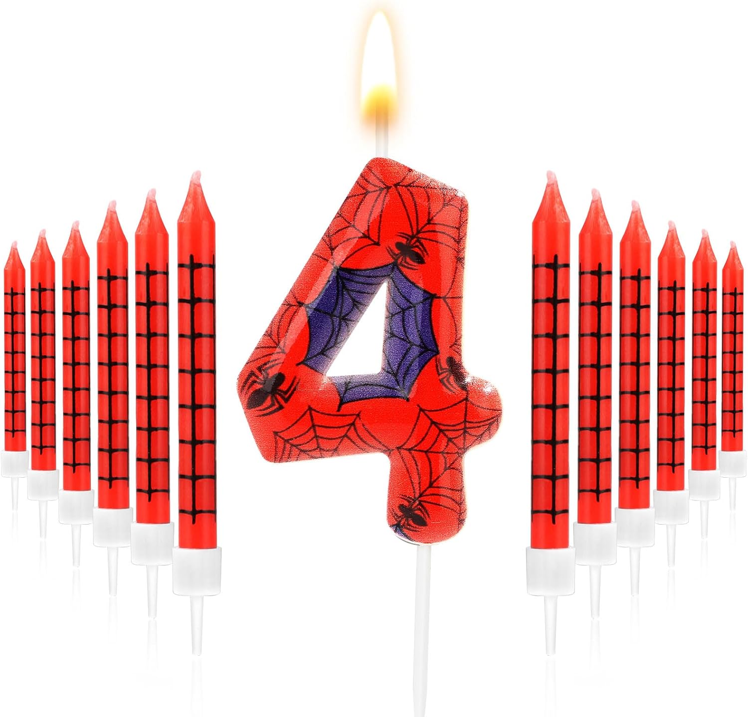 Amazon.com: 12pcs Spider Web Printed Candles & 1pc Number Candle, Red ...