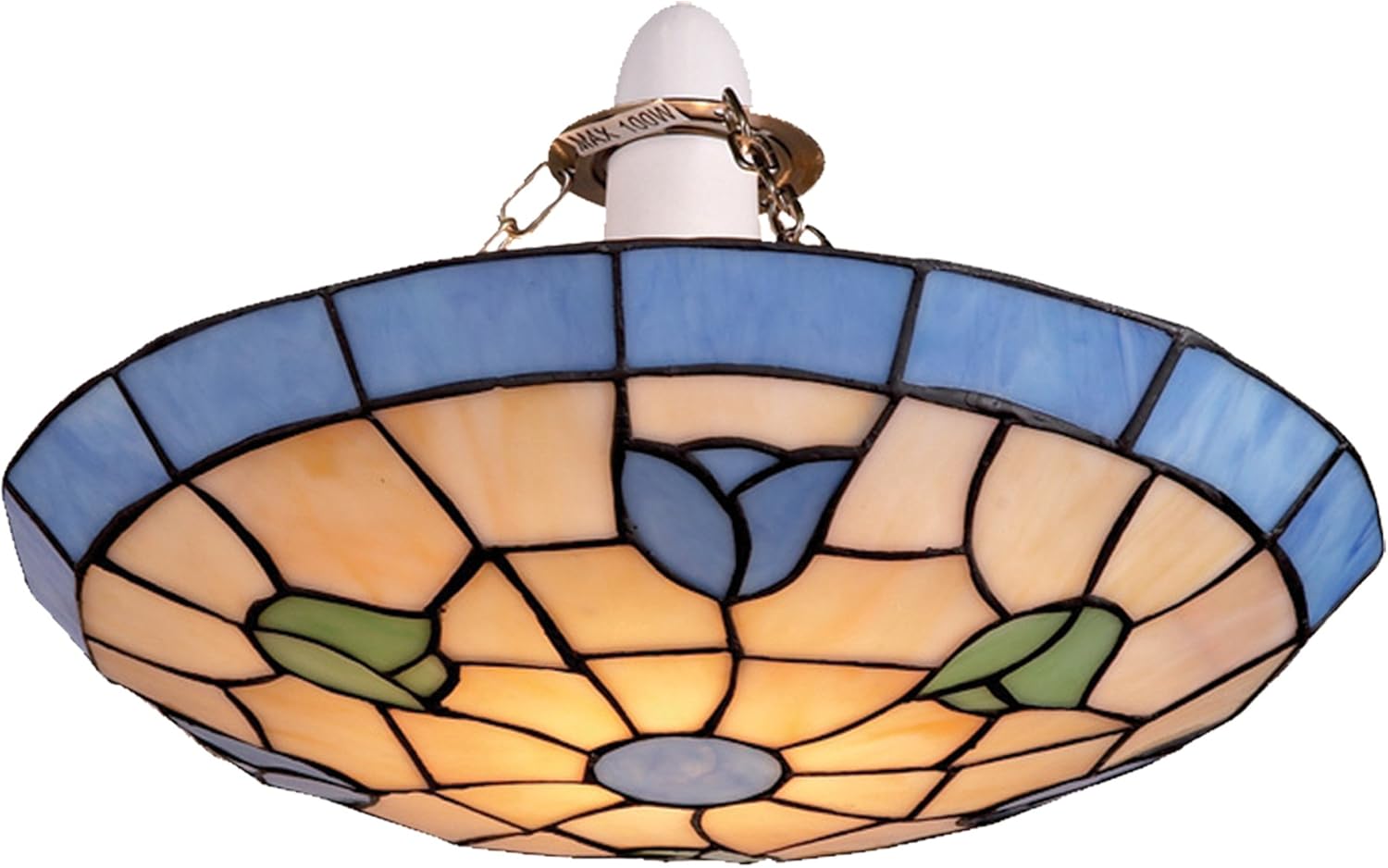 UPL6003-35cm Beige/Blue/Green Tulip Design Tiffany Stained Glass ...