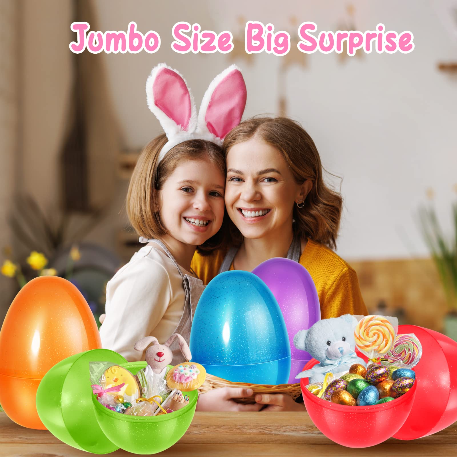 8 PCS 10" Jumbo Easter Eggs, Plastic Large Easter Eggs, Fillable Easter ...
