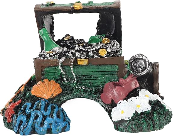 Amazon.com: Rhawuy Aquarium Treasure Box Ornament | Lifelike Material ...