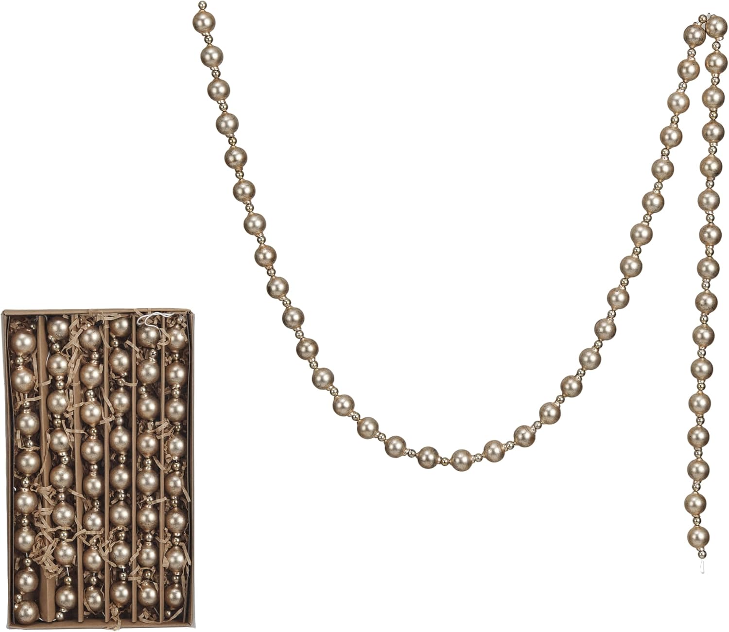 Amazon.com: Creative Co-Op Glass Bead Garland in Kraft Box, Brushed ...