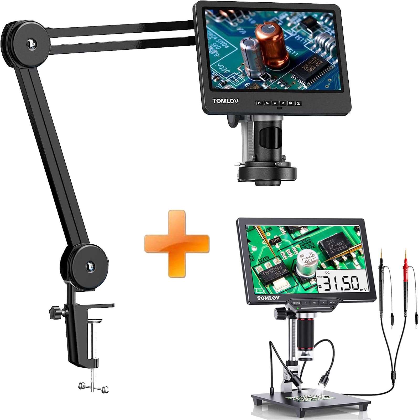 Amazon.com : TOMLOV DM602 Flex Digital Soldering Microscope 2000x, Flexible Arm, 10.1" HDMI ...