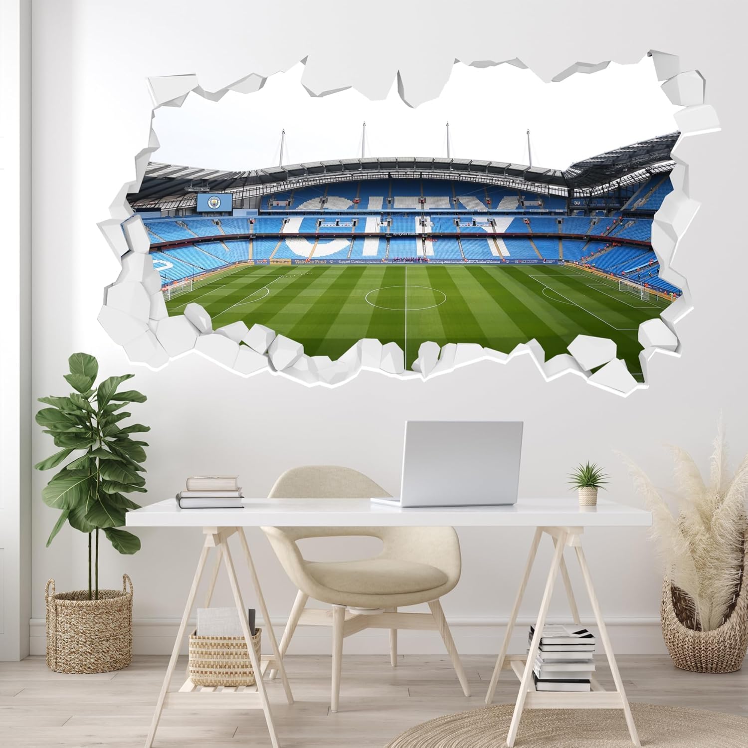 Themed Manchester City Wall Sticker - CITY in Stands Broken Wall Decal ...