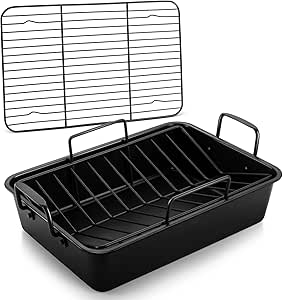 Amazon.com: Large Roasting Pan with Rack Set of 3, P&P CHEF 15¼" Turkey ...
