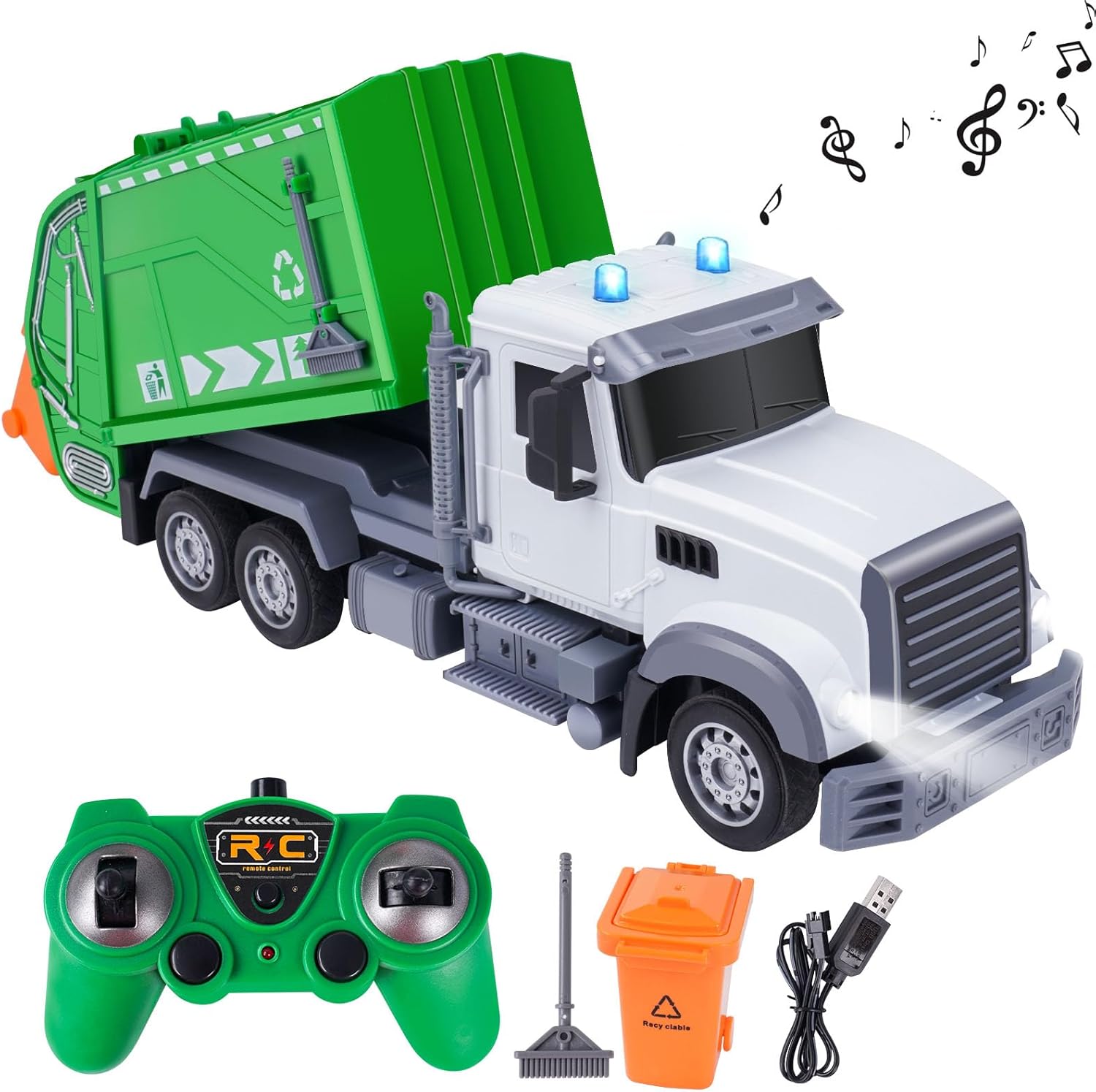 Amazon.com: Hiitytin 2.4GHz Remote Control Garbage Truck, 1:24 Scale RC ...
