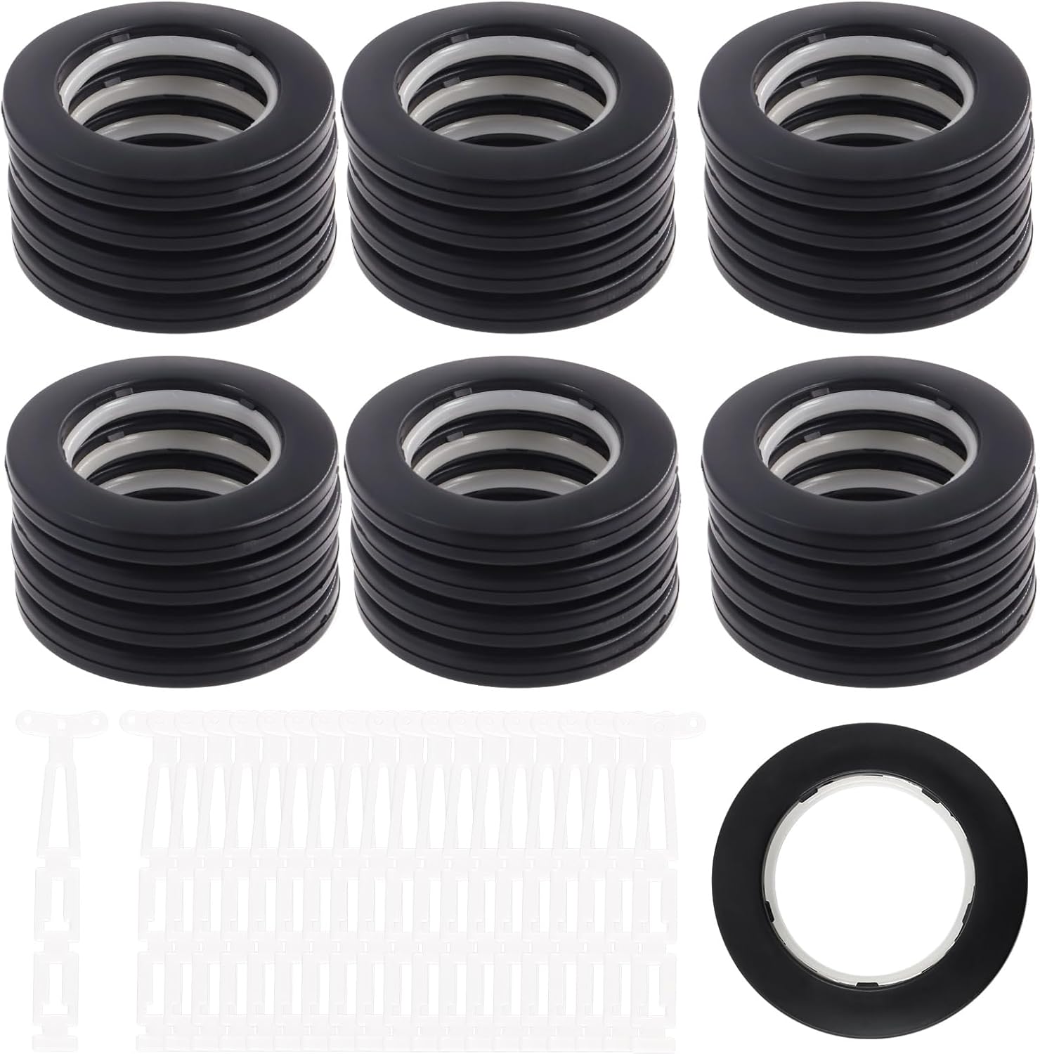 Swpeet 20 Pack Black Plastic Curtain Grommets, Inner Diameter 40mm-1 ...