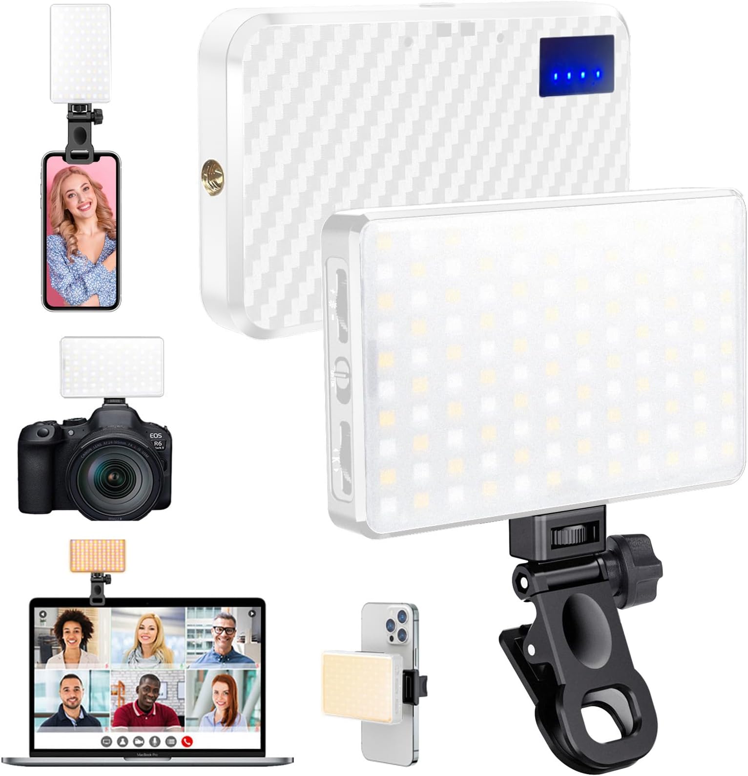 Amazon.com: LED Phone Light, Selfie Light, 3000Mah Rechargeable Clip ...