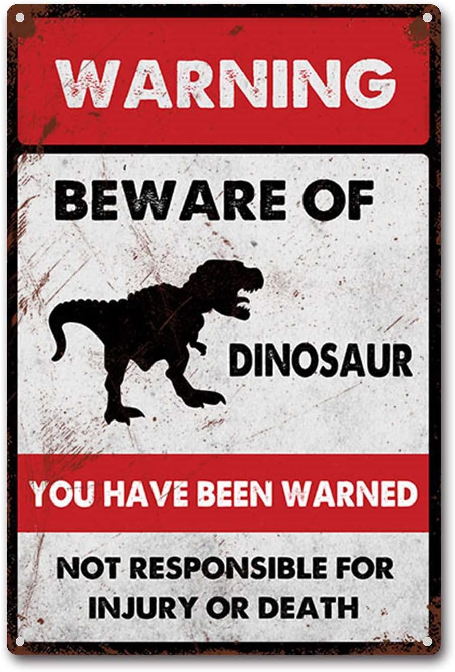 Amazon.com: LIUAXICIA Beware of Dinosaur Tin Sign - Vintage Decor Metal ...
