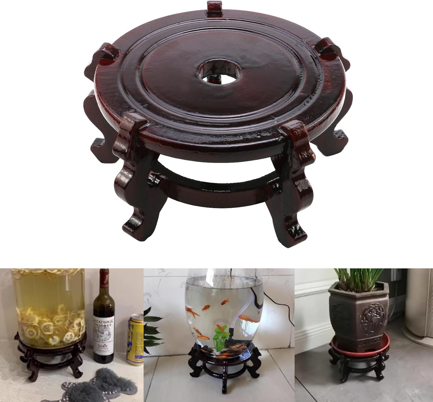 Amazon.com: HEVSTIL Plant Stand Mini Plant Stool-Round Small Wooden ...