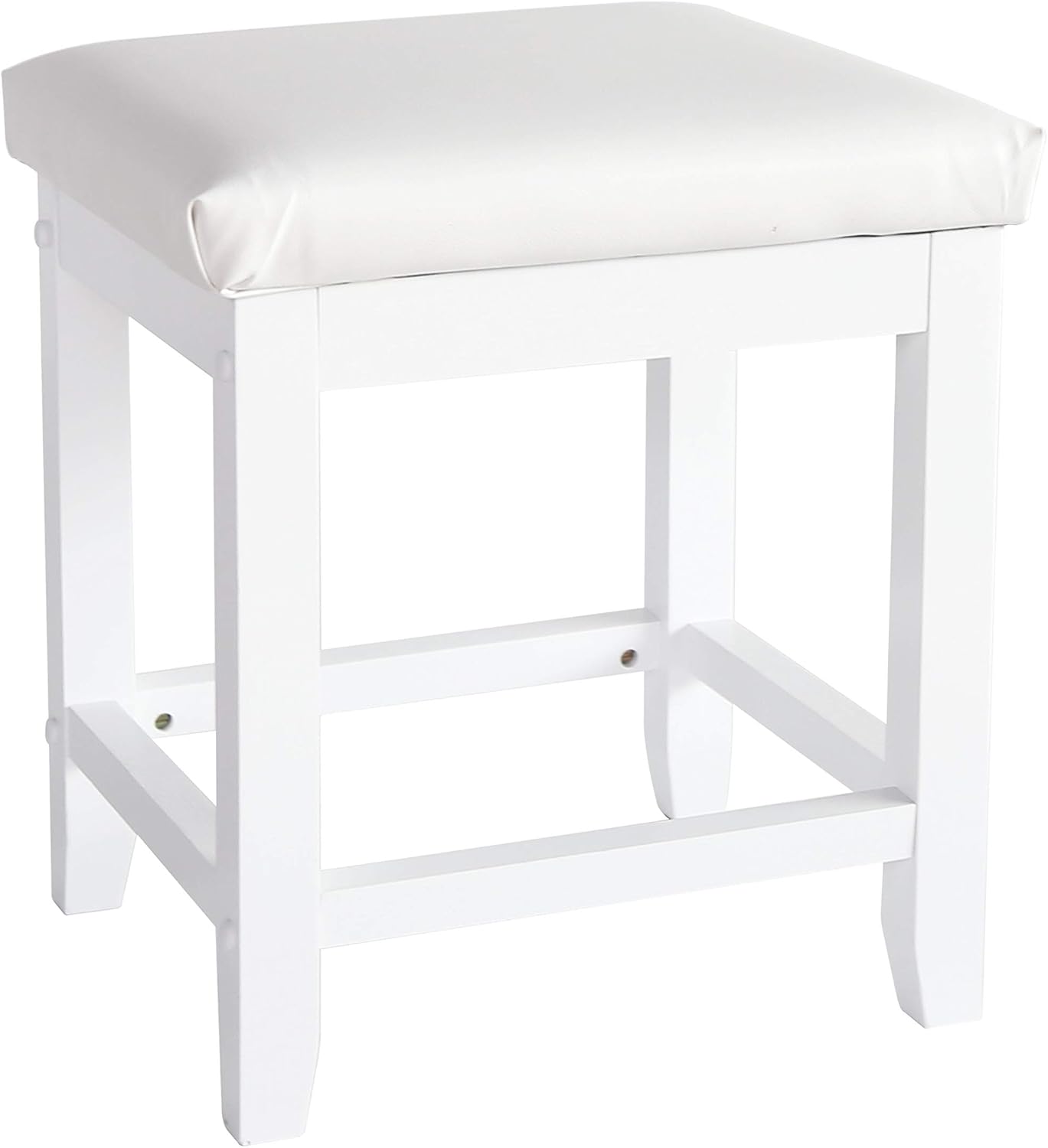 Amazon.com: Square Vanity Stool, Padded Bench with Rubberwood Legs ...