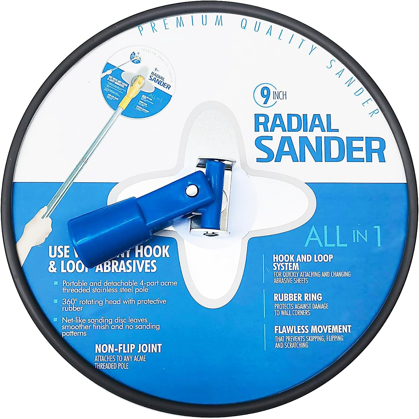9 Inch Hand Radial Drywall Sander Tool with Interchangeable Center Hub ...