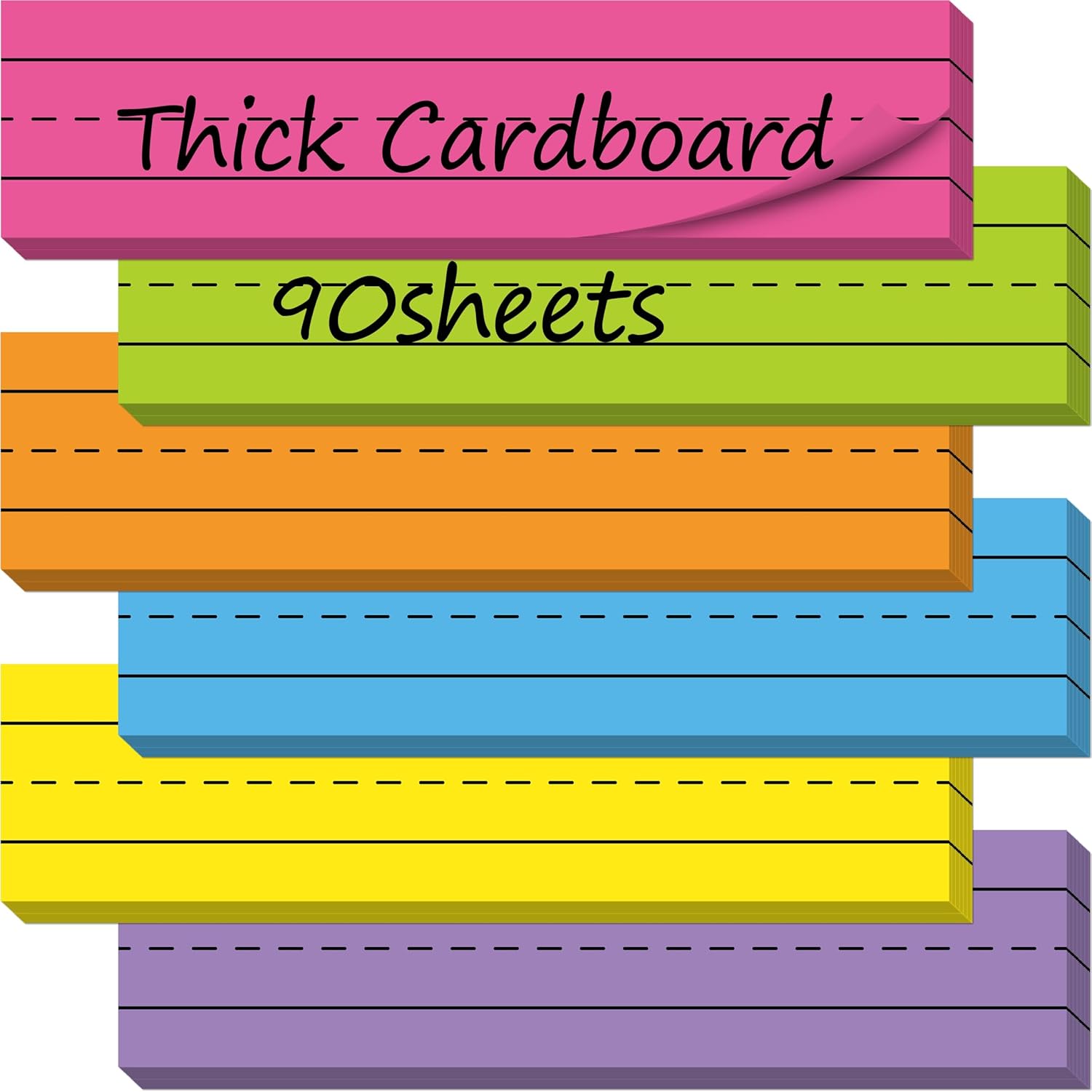 90 Pack Sentence Strips, Ruled Rainbow Sentence Strip Lined Paper for ...