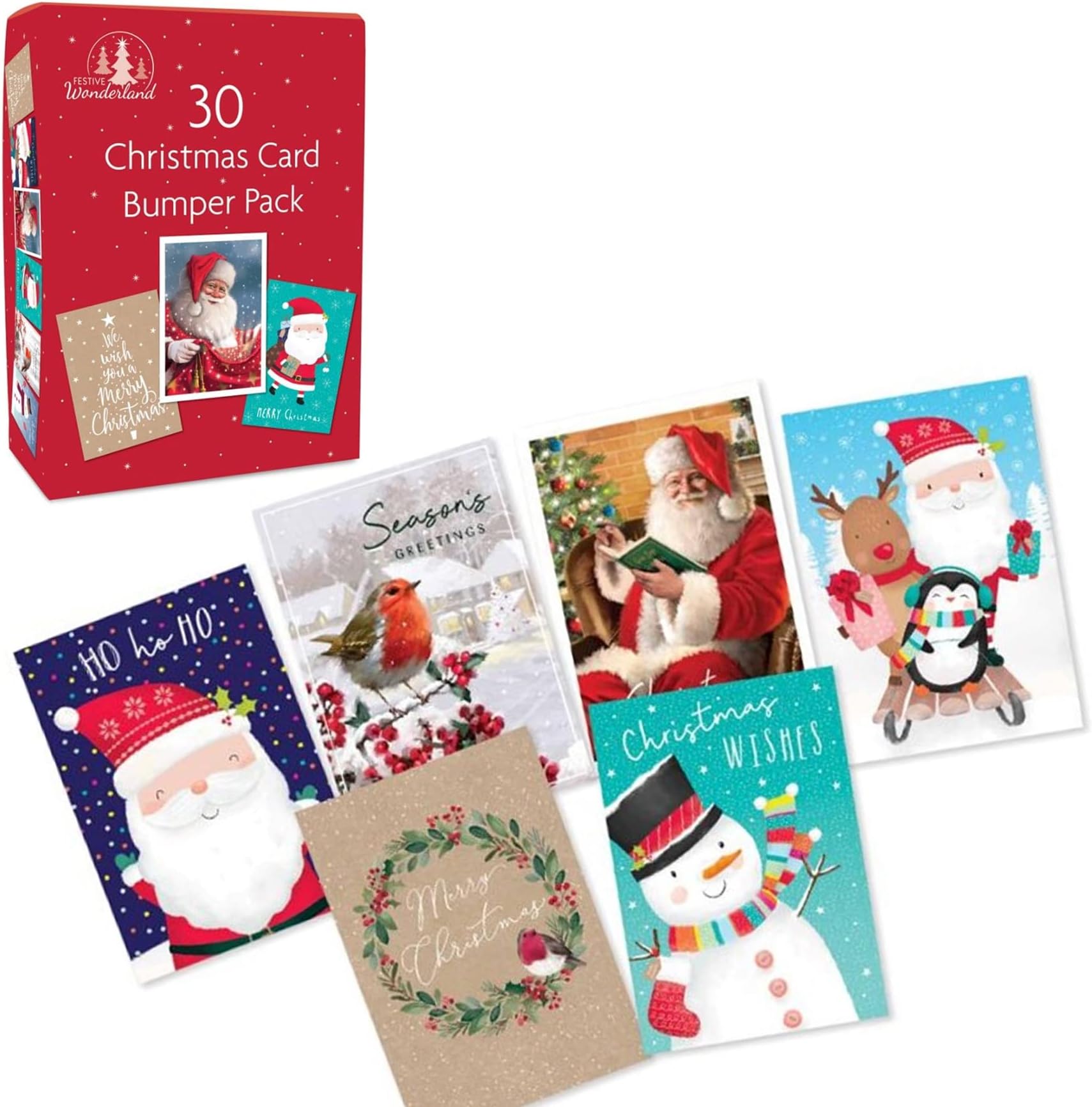 Christmas Card Pack of 40 Traditional Multipack Box – 8 Festive Design ...