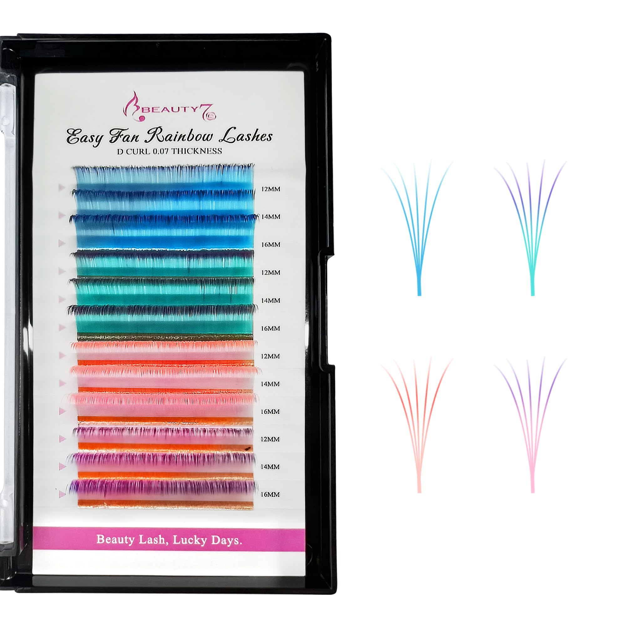Amazon.com: Beauty7 Colored Lash Ombre Lash Extensions Rainbow Lashes ...