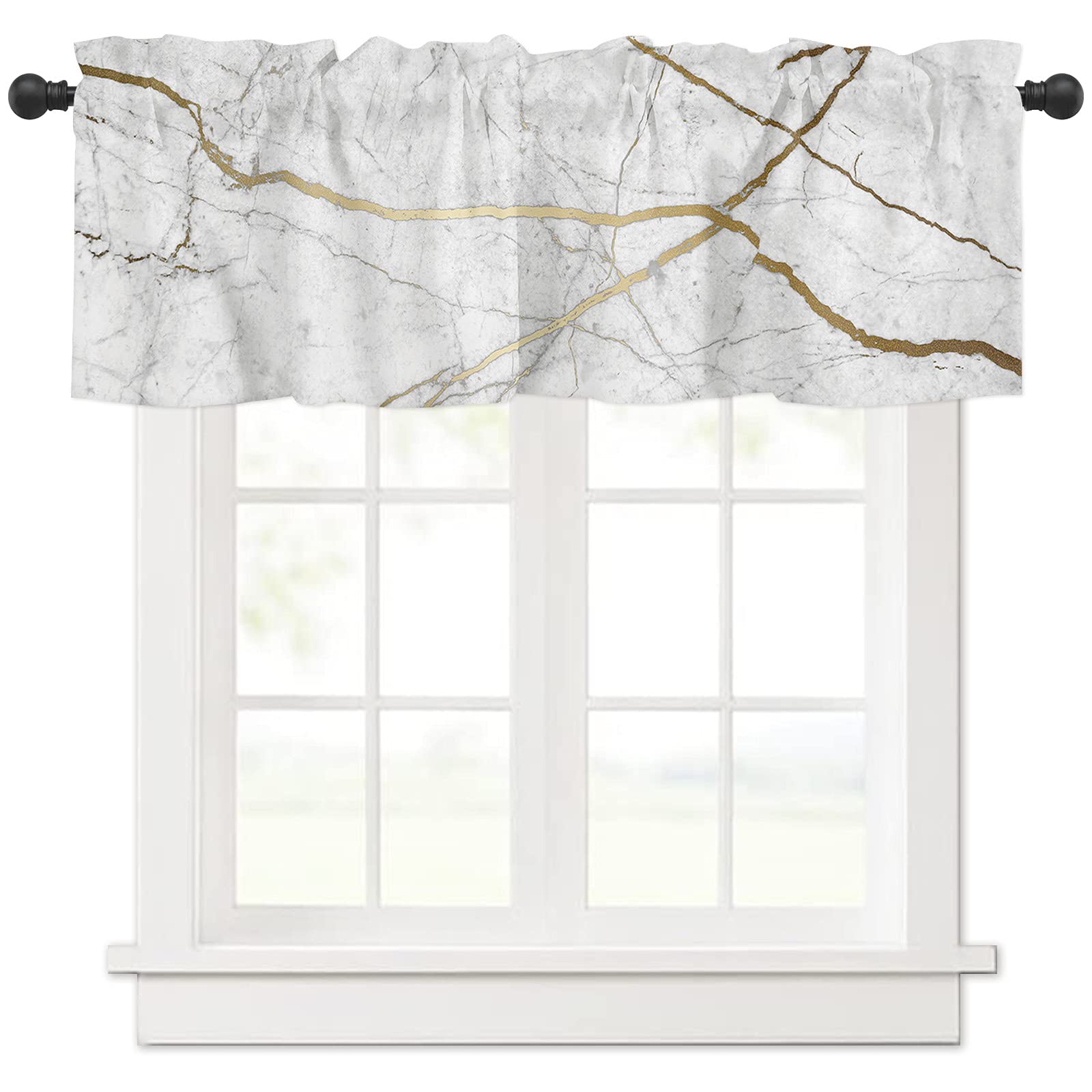 Amazon.com: Marble Golden Valances for Windows White Gold Abstract ...