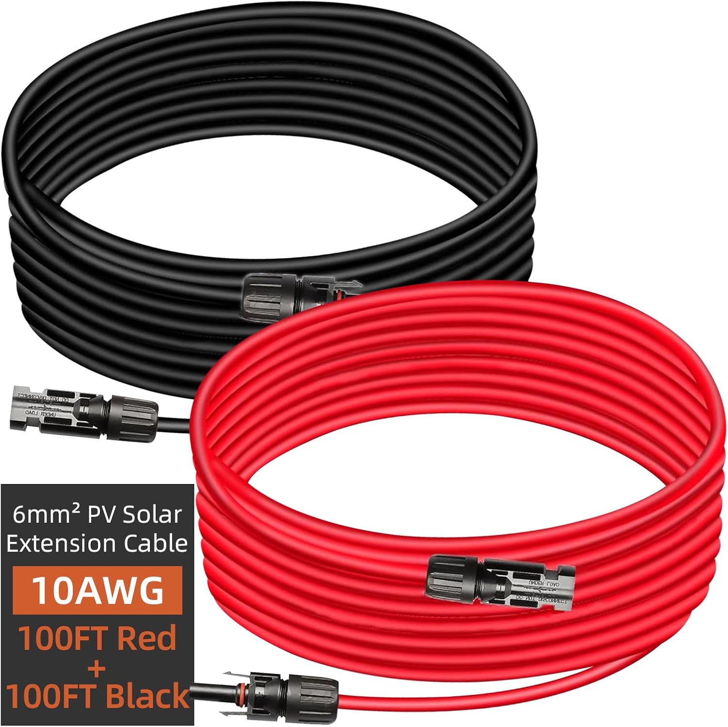 Amazon.com: 10AWG Solar Panel Extension Cable - 100FT Red + 100FT Black ...