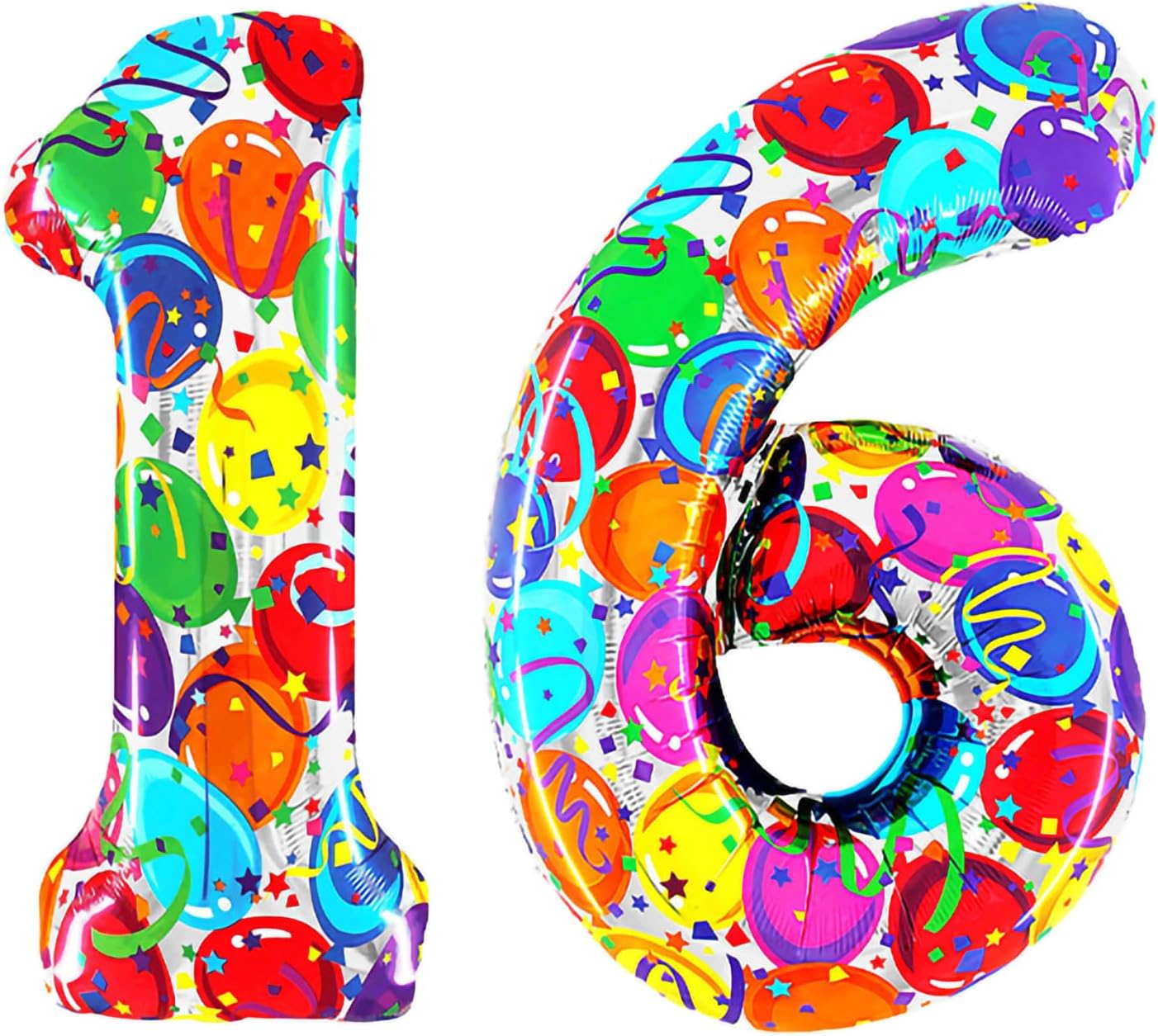 Amazon.com: 40 Inch Number Balloon Foil Balloon Number 16 Jumbo Giant ...